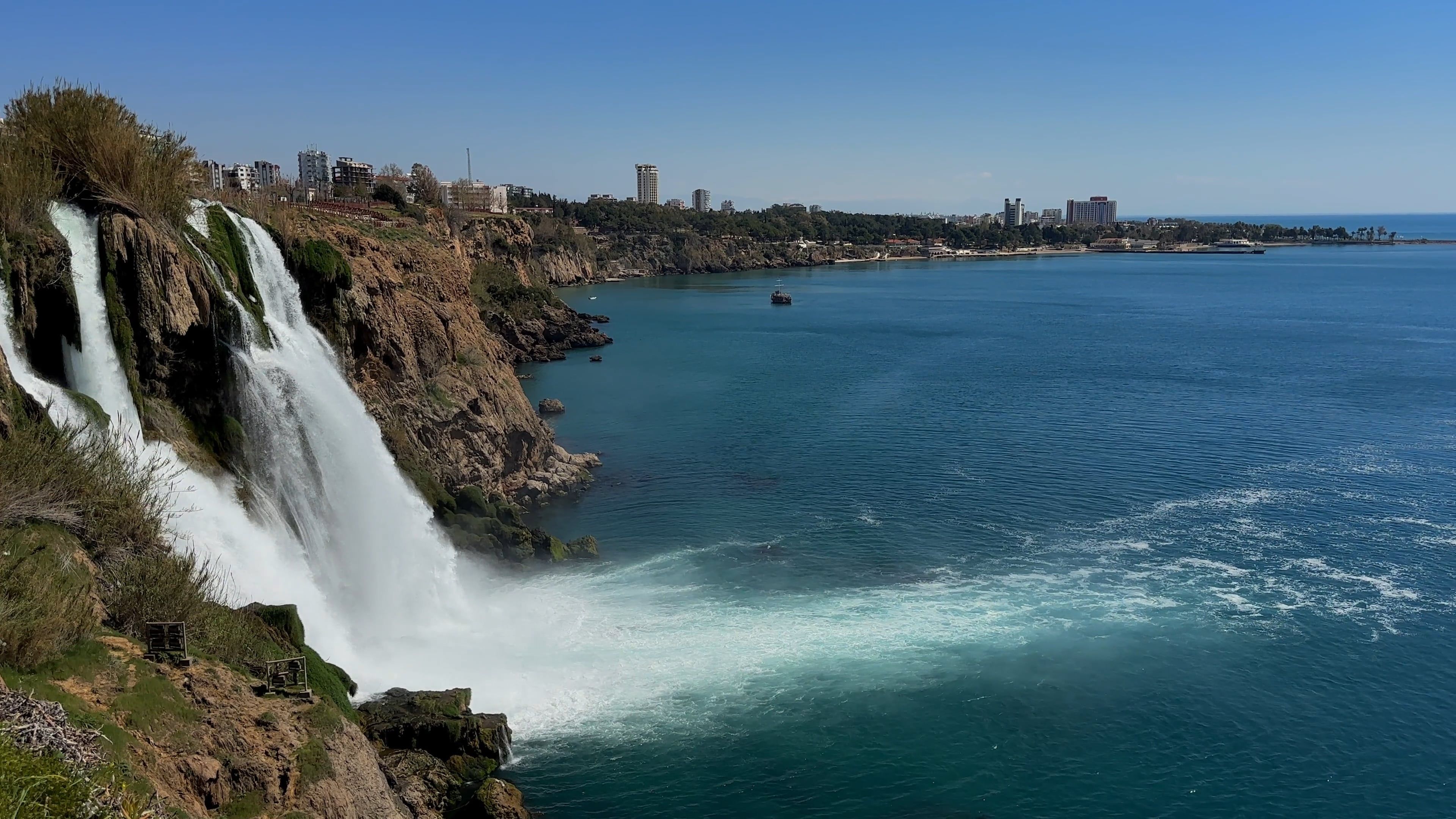 wonderful waterfall flowing into the sea Free Stock Video Footage ...