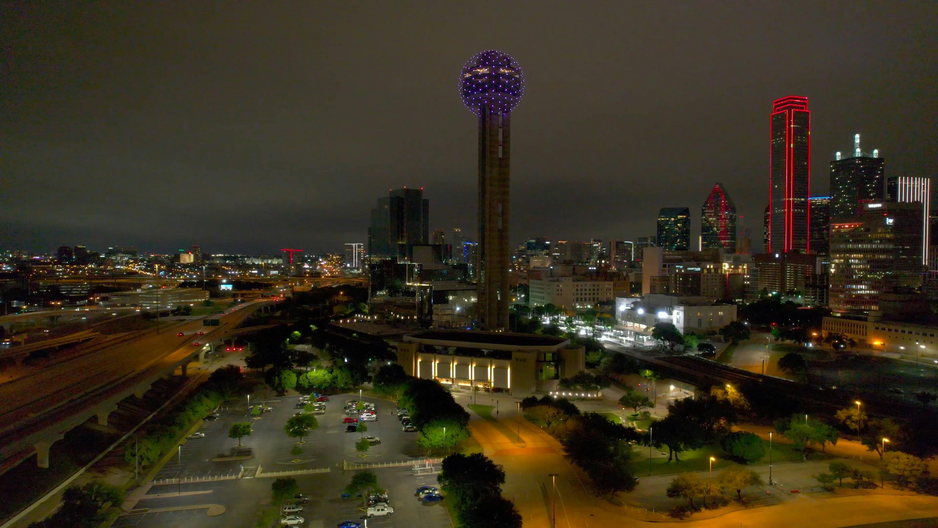 Drone Footage of the City of Dallas at Night Free Stock Video Footage ...