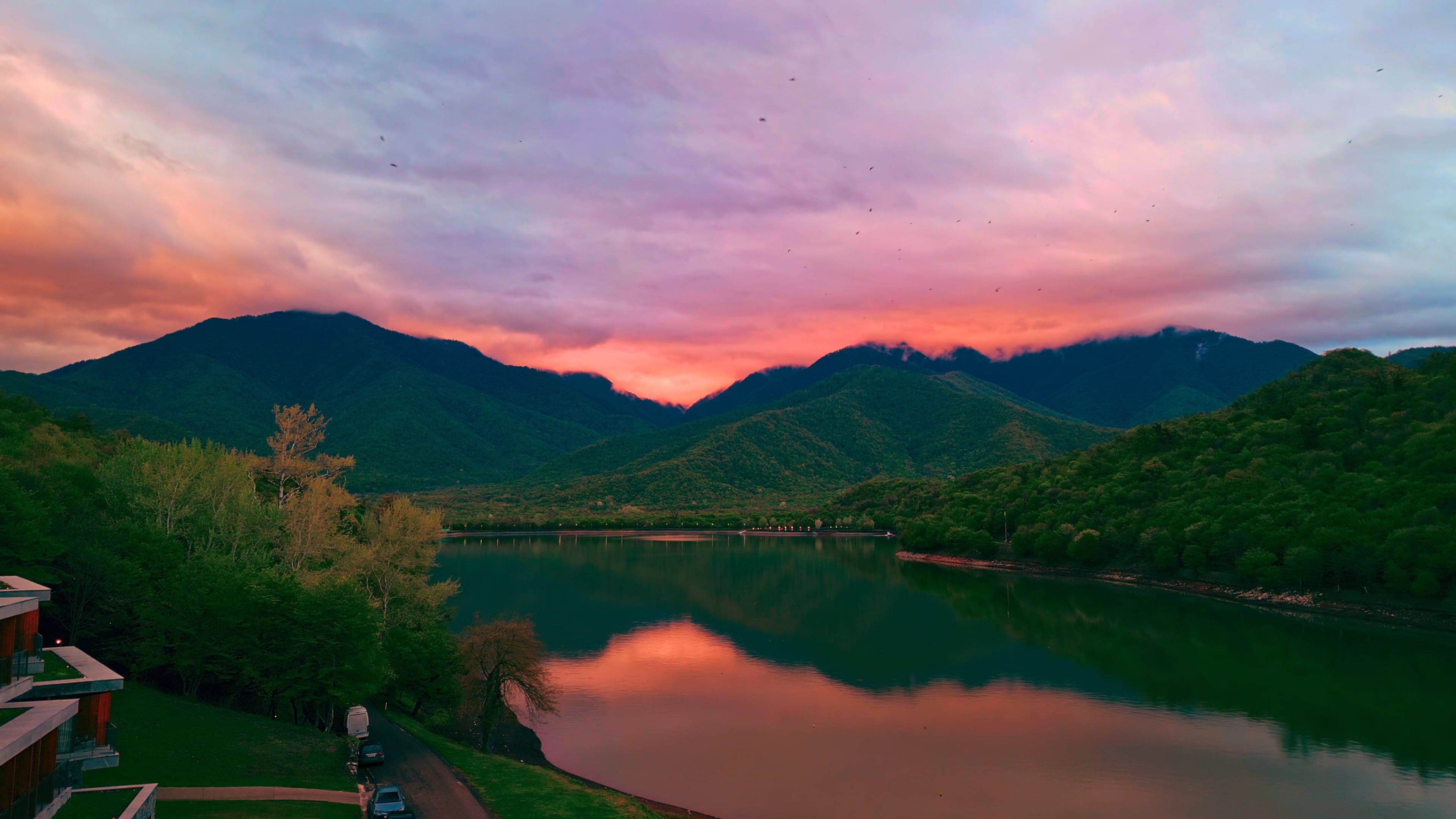 Lake side sunset between mountains Free Stock Video Footage, Royalty ...