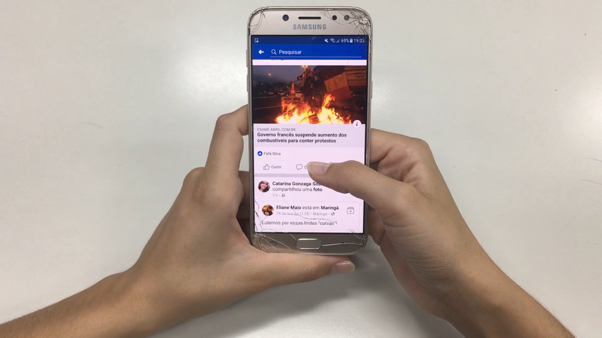 Person Scrolling A Samsung Smartphone · Free Stock Video