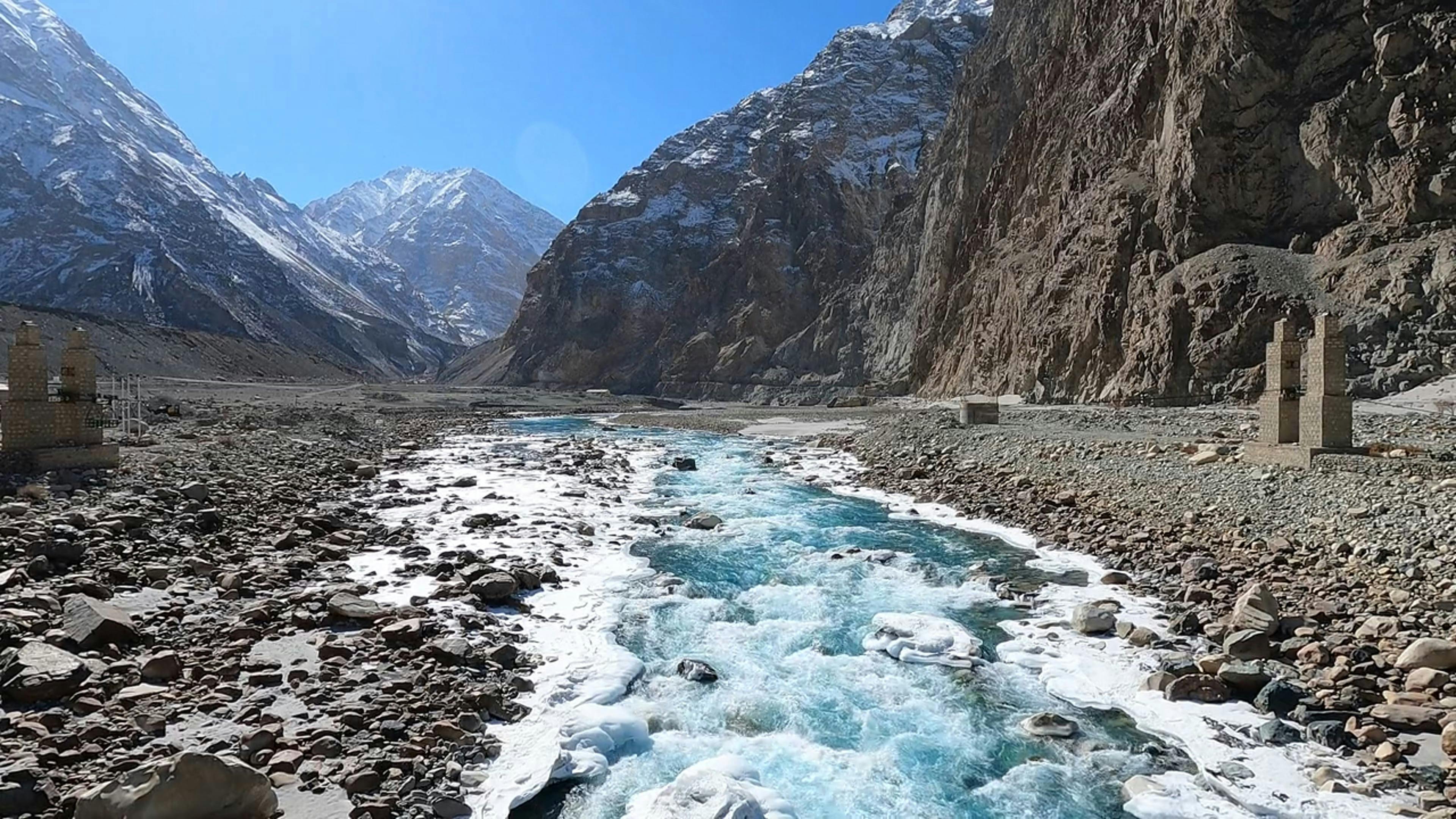 Shyok River, Ladakh, In Winter Free Stock Video Footage, Royalty-Free ...