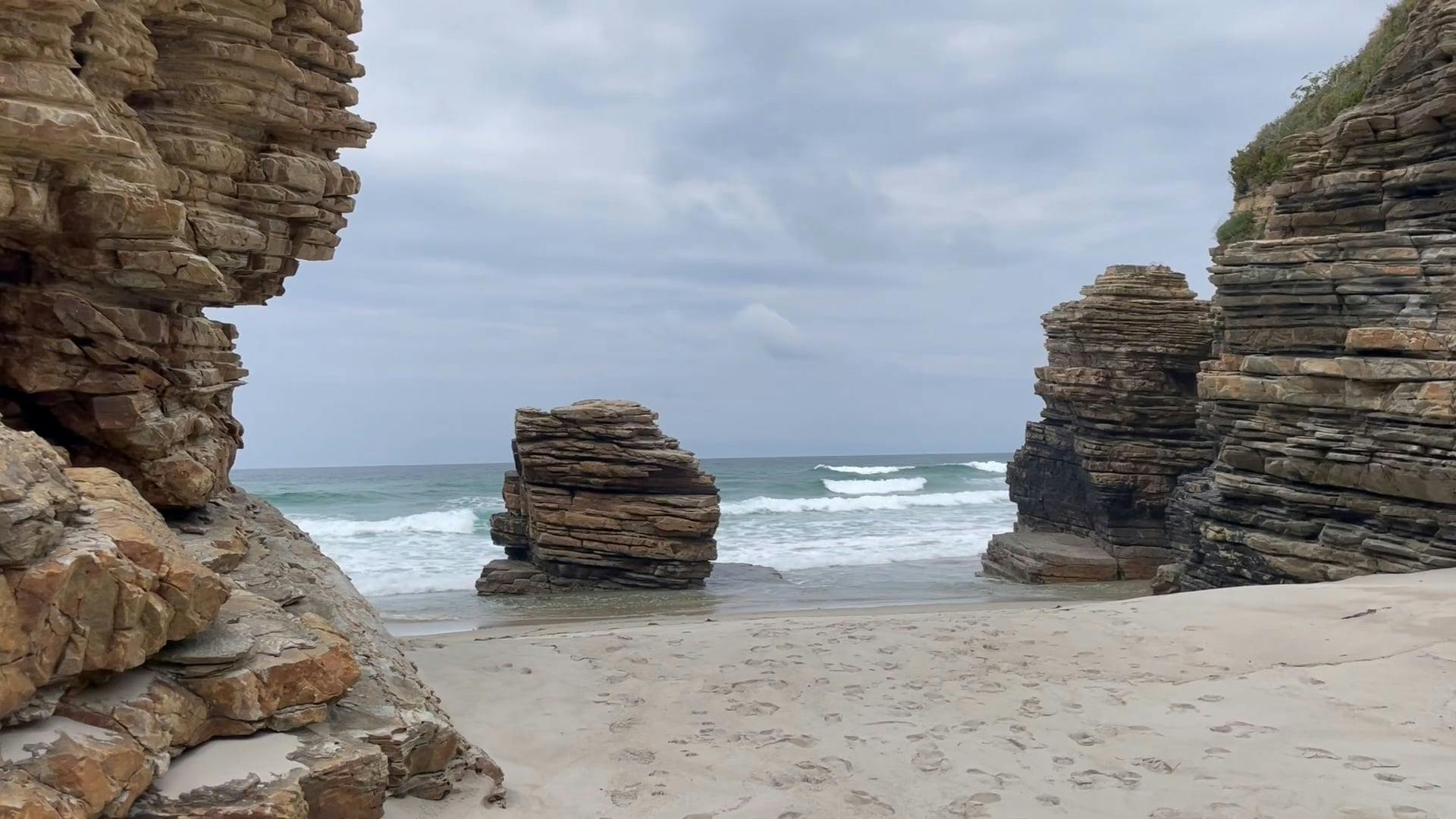 Rock Formations at As Catedrais Beach, Spain Free Stock Video Footage ...
