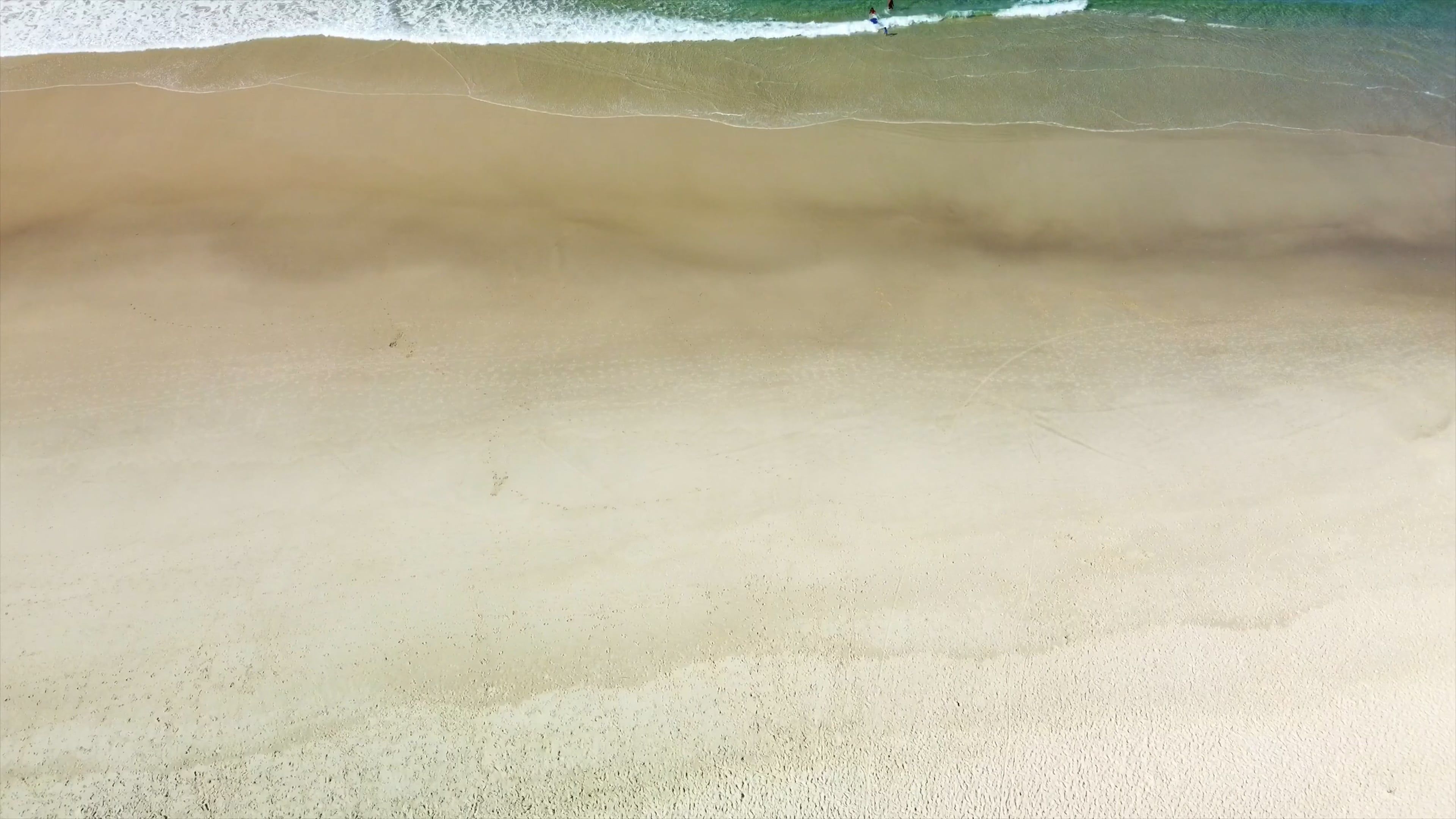 Flight Over Sand and Ocean with Waves Drone Sunny Day Free Stock Video ...