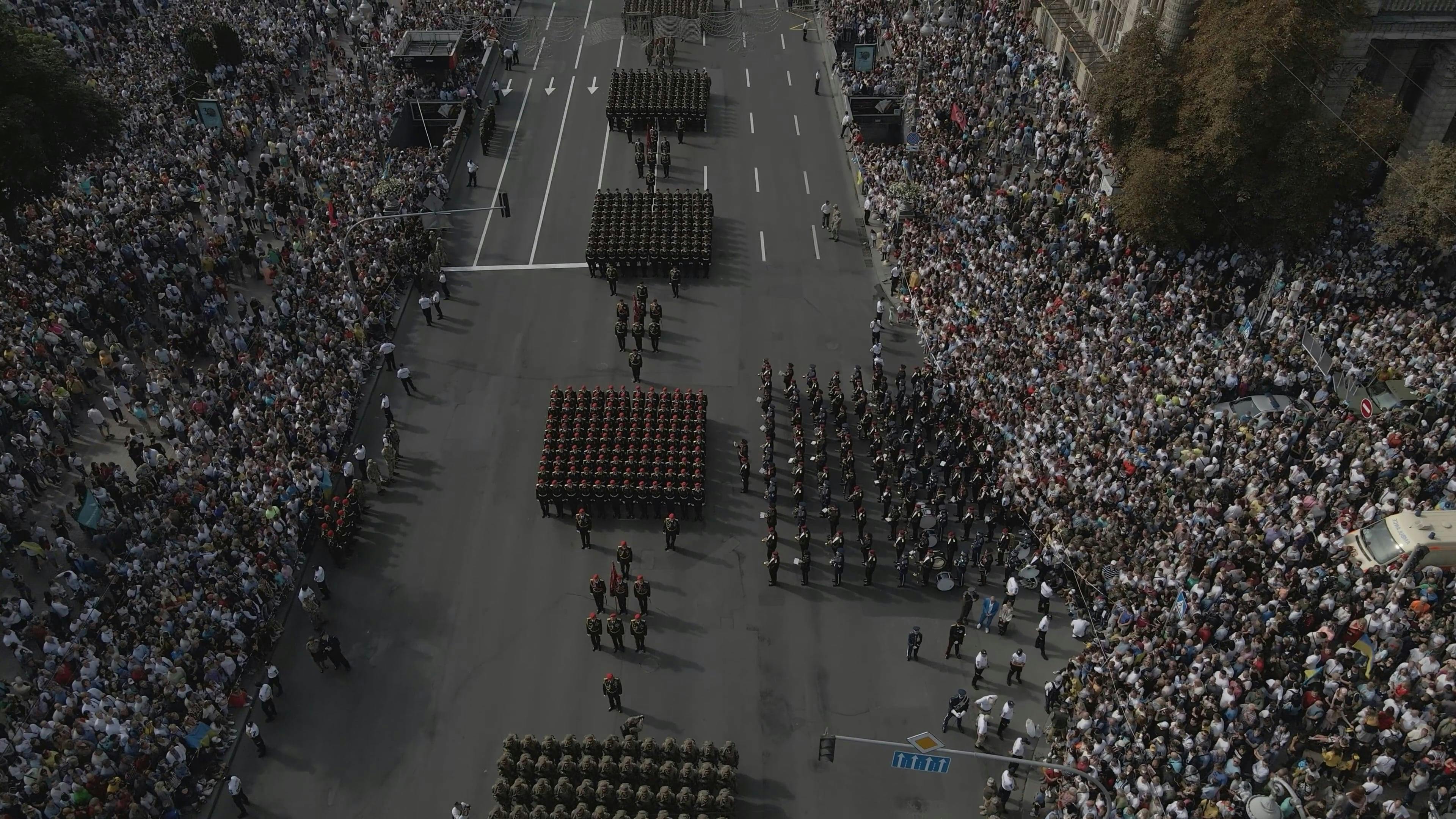 Aerial view of a military parade Free Stock Video Footage, Royalty-Free ...