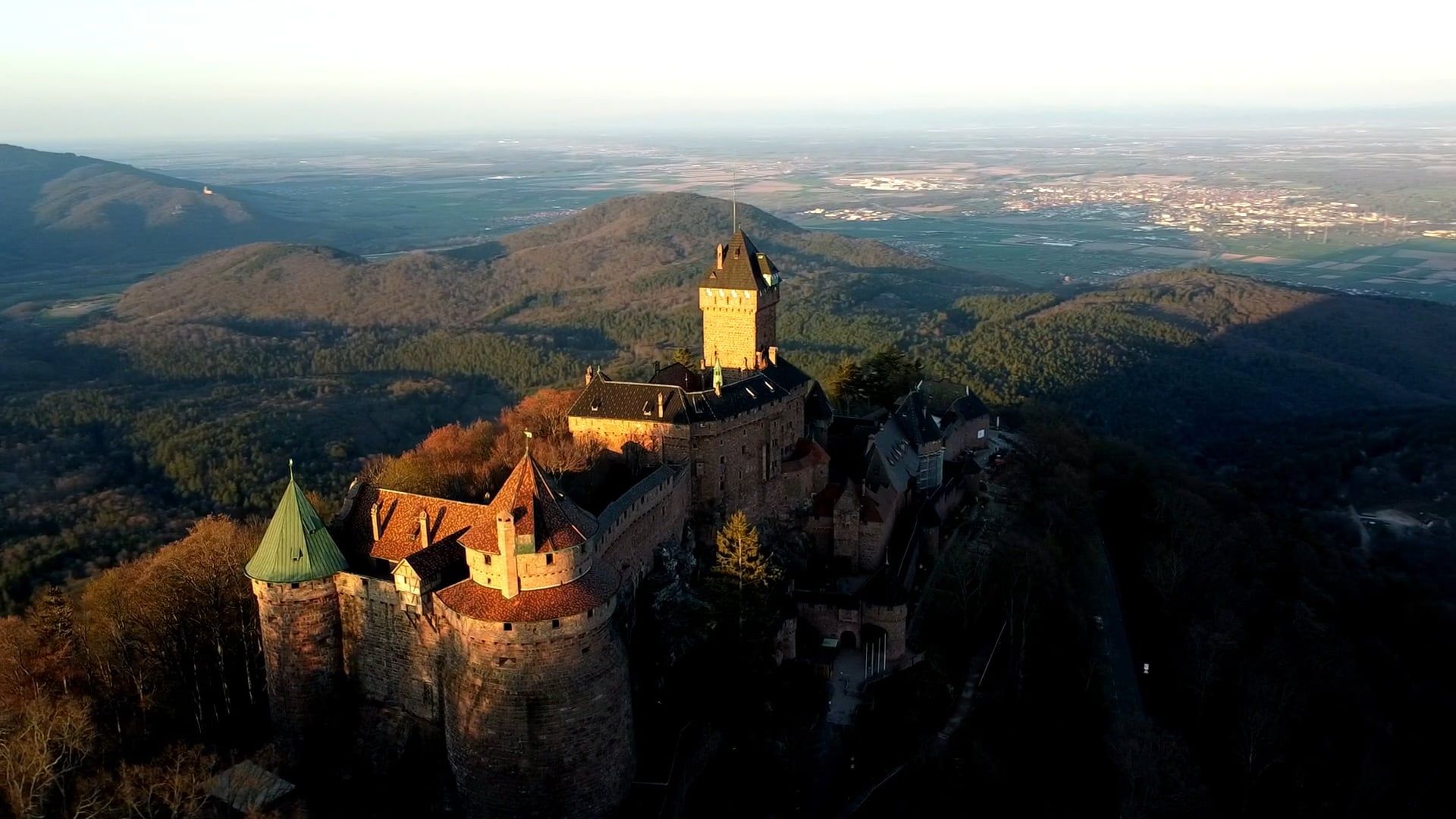 Haut Koenigsbourg castle from above Free Stock Video Footage, Royalty ...