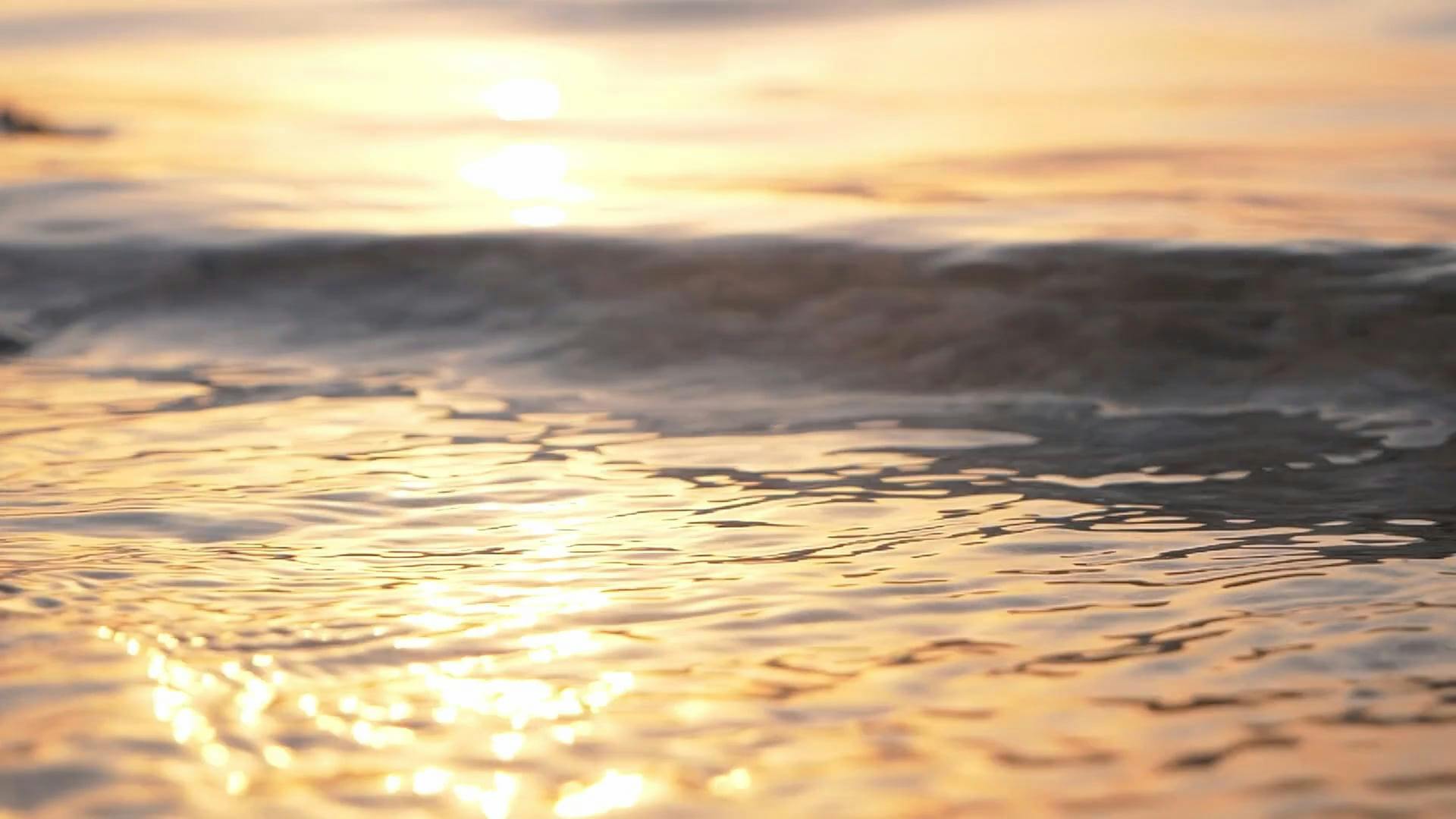 Golden Sunrise Reflection on Calm Sea Surface in Slow Motion Free Stock ...