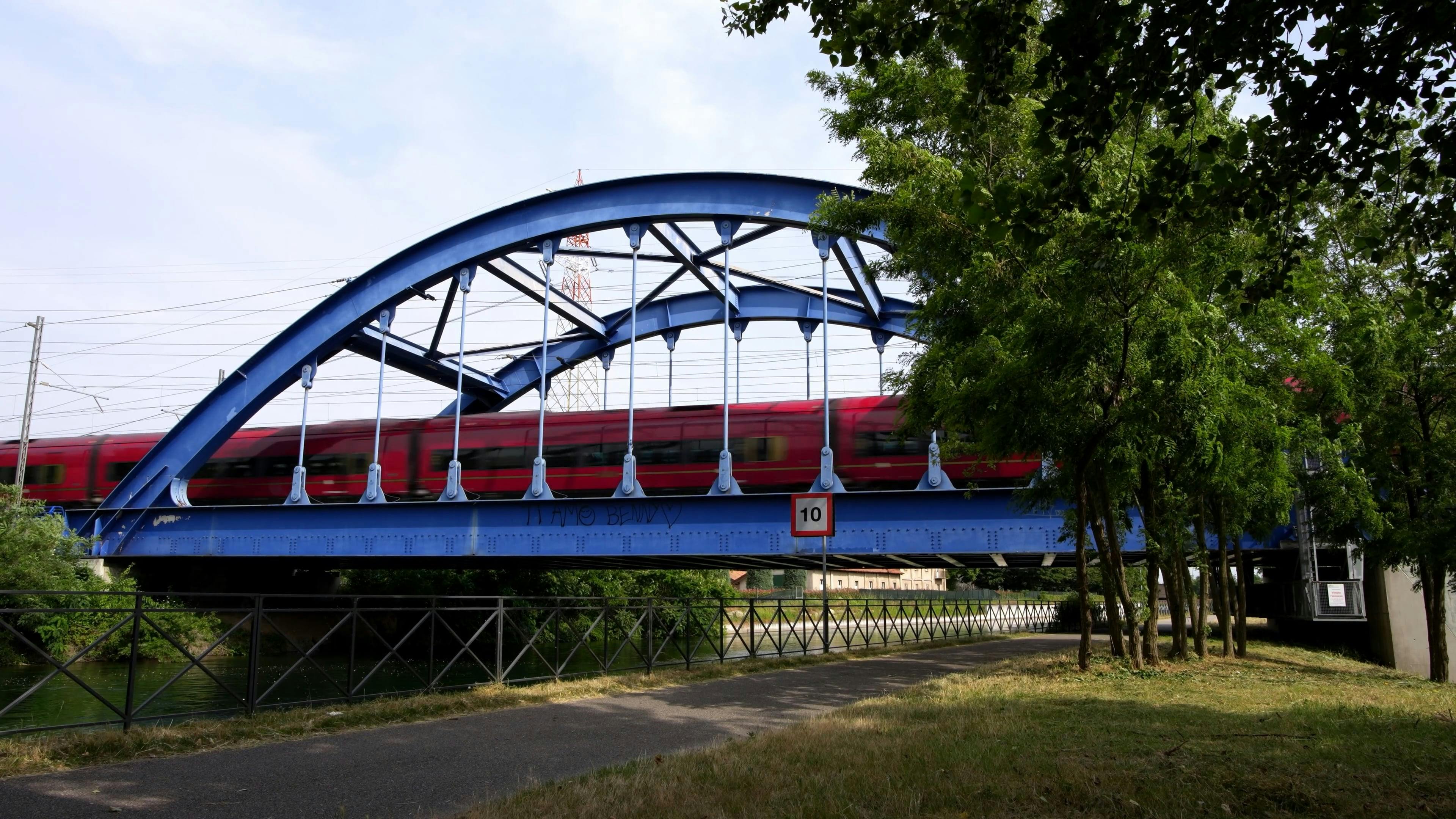 High Speed Train Passes Over an Arched Bridge Free Stock Video Footage ...