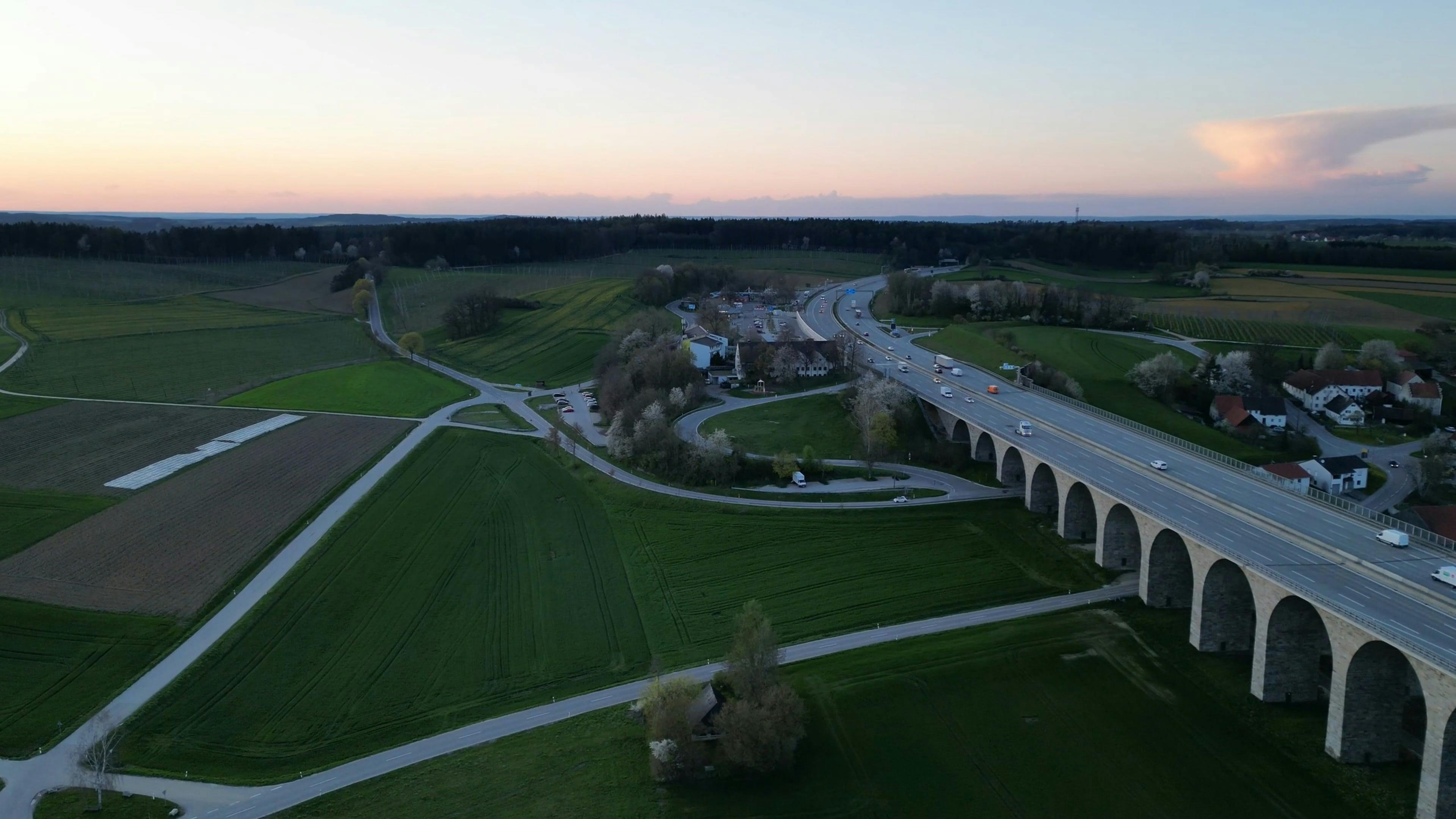 Aerial View of a Divided Highway in a Rural Area Free Stock Video ...