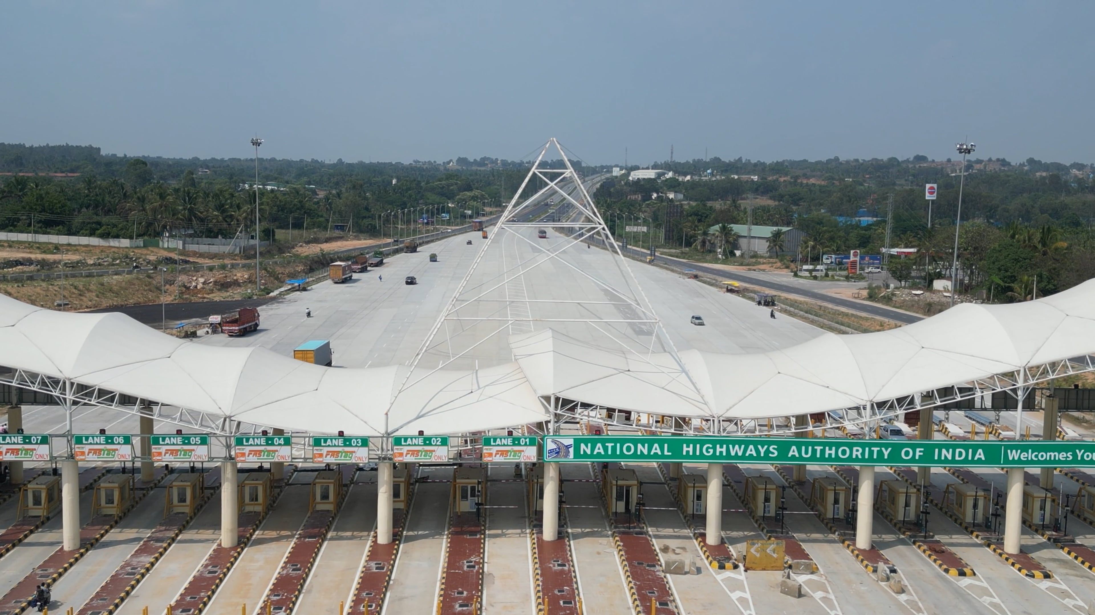Aerial View of Toll Gate on a Highway Free Stock Video Footage, Royalty ...
