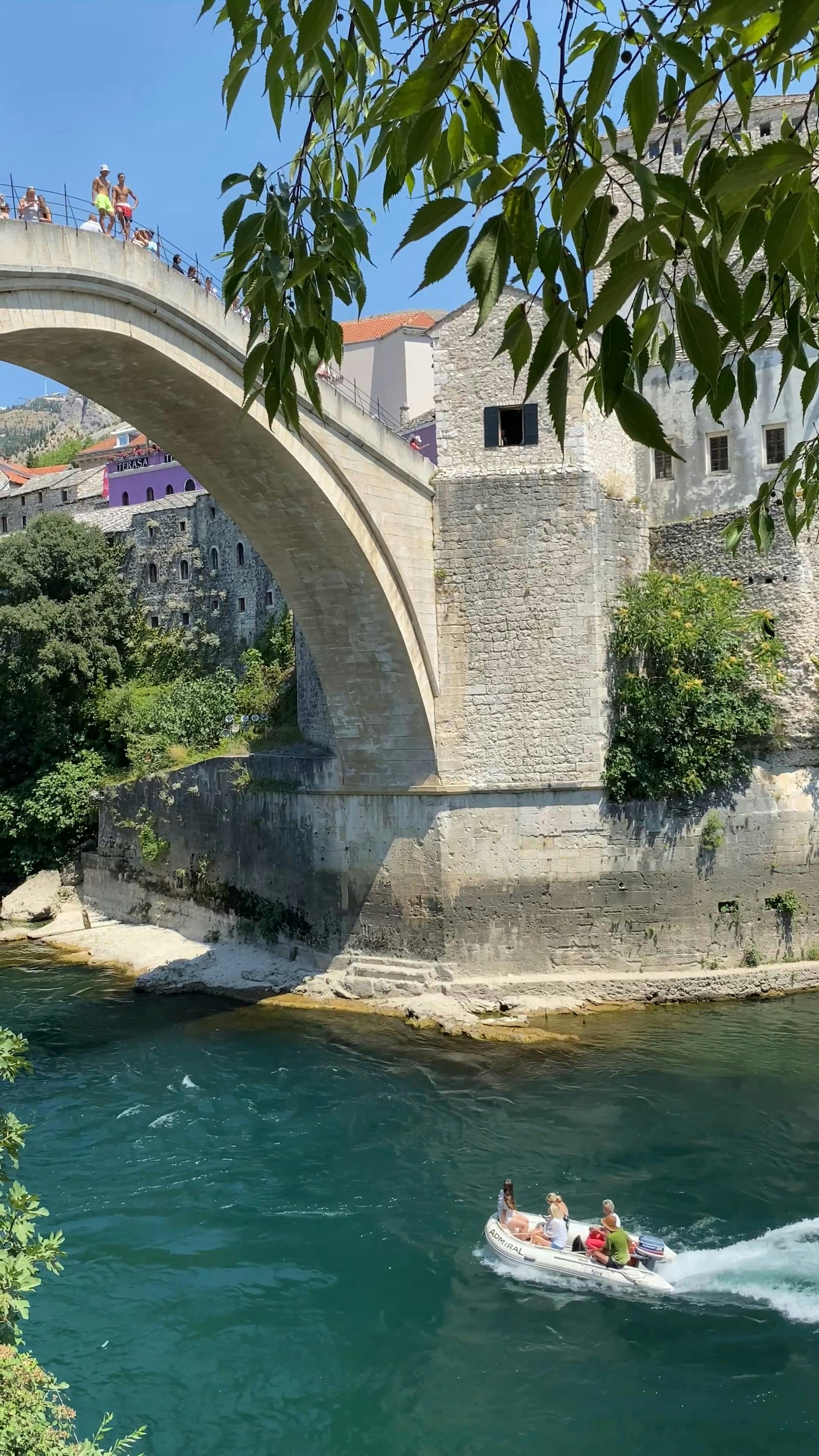 Speedboat Under Historic Stari Most in Mostar Free Stock Video Footage ...