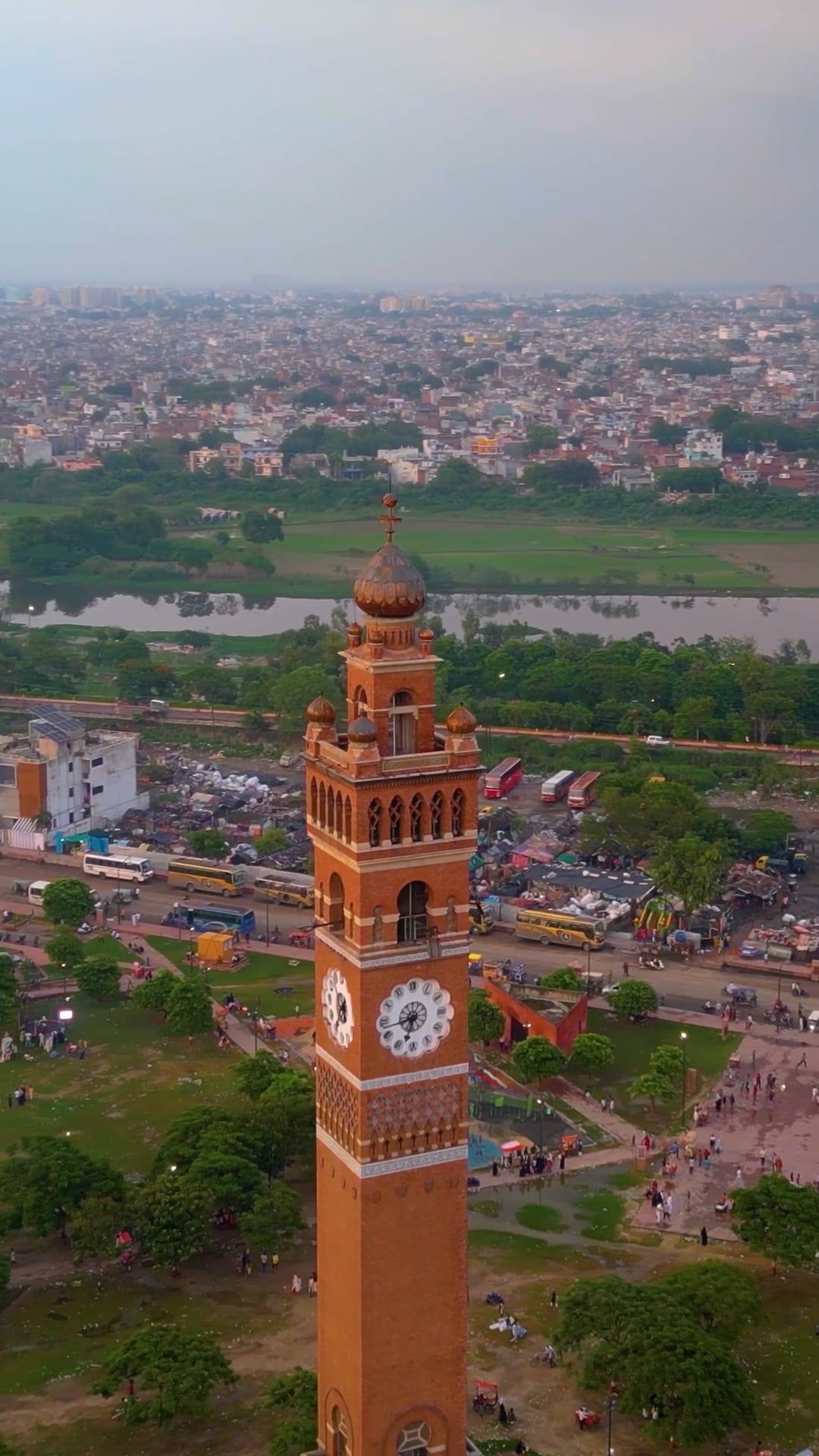 An aerial view of a clock tower in a city Free Stock Video Footage ...