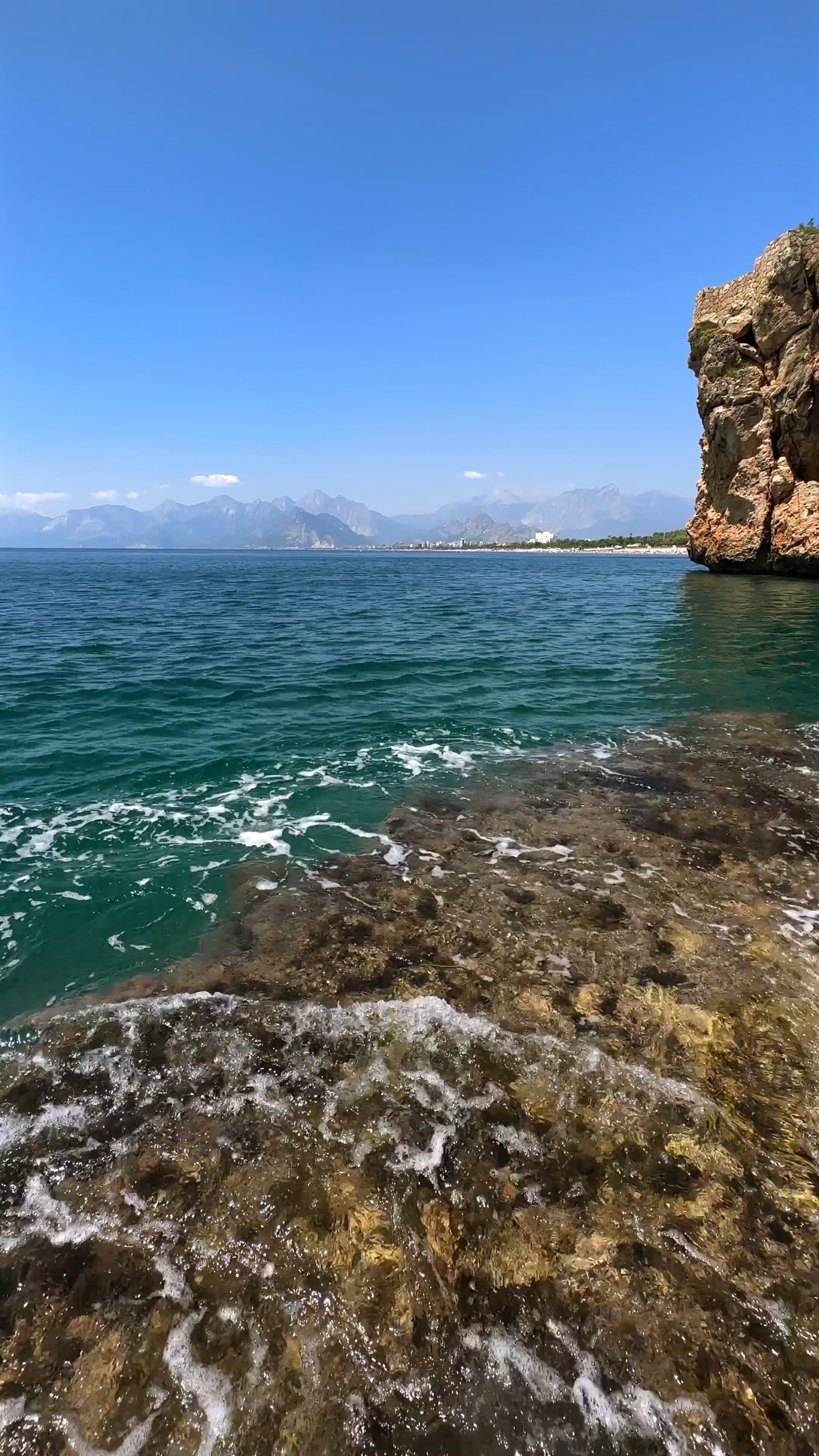 Sea Water Flowing over Coastal Rock Formations Free Stock Video Footage ...