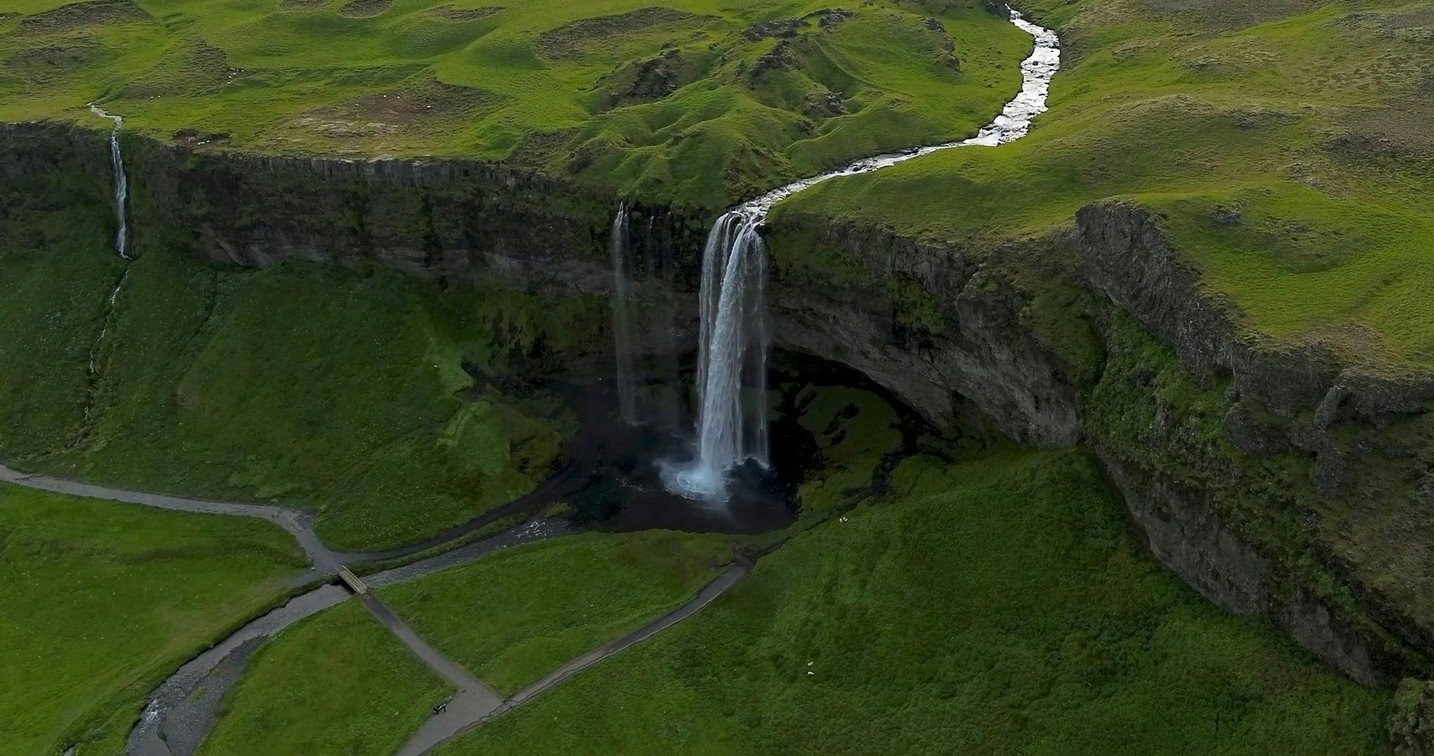 Iceland Waterfall Drone Free Stock Video Footage, Royalty-Free 4K & HD ...