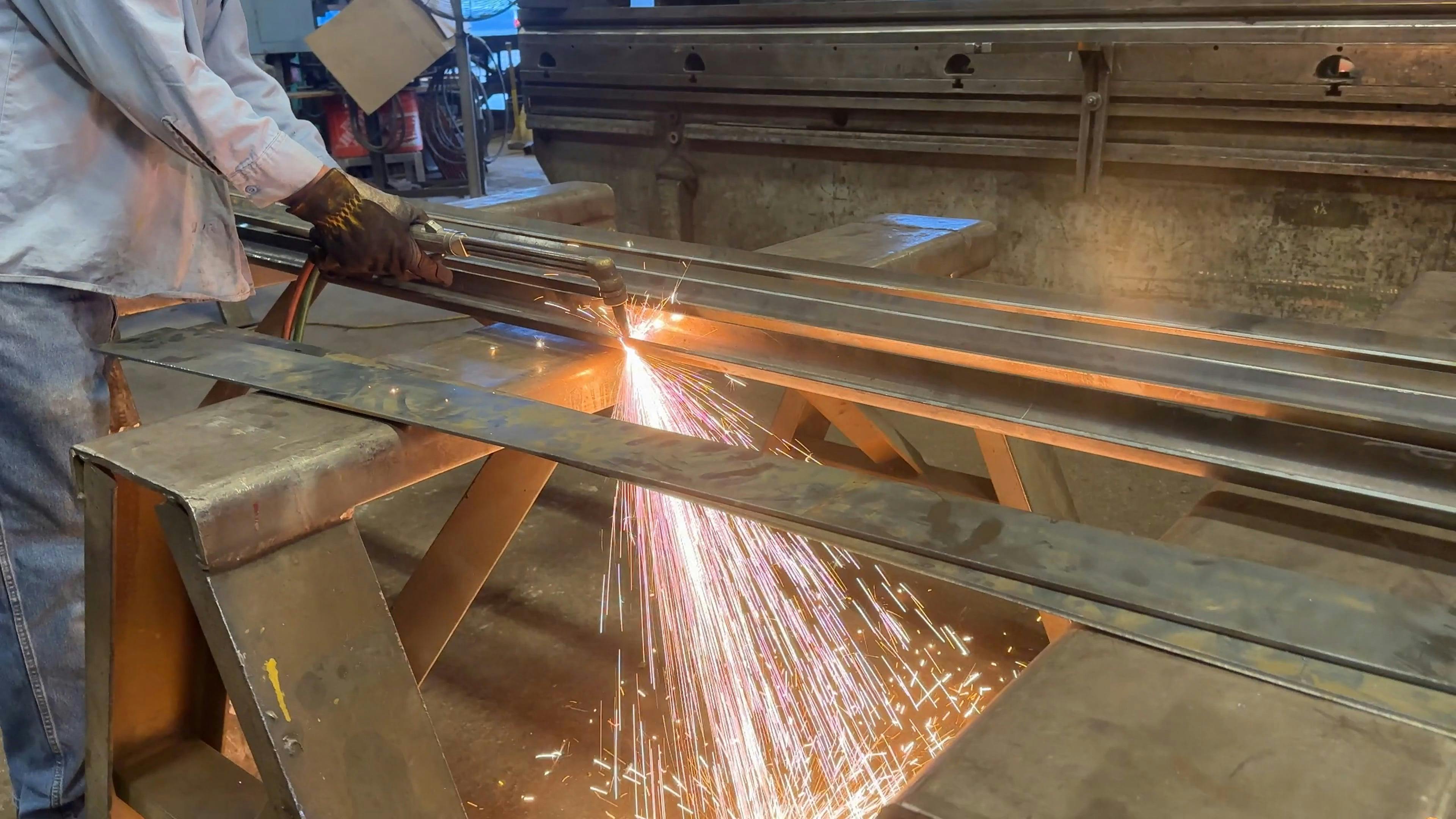 Crop Person Working on Metal With Plasma Cutter Free Stock Video ...