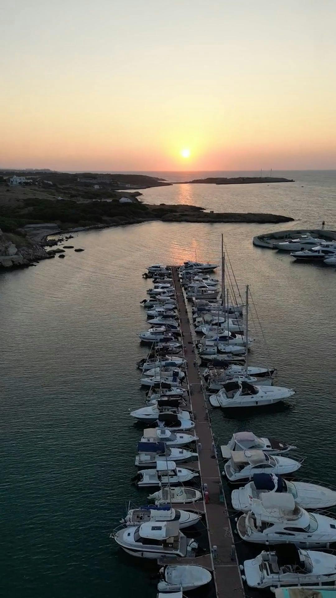 Drone shot from sun set at a boat dock in North Cyprus Free Stock Video ...