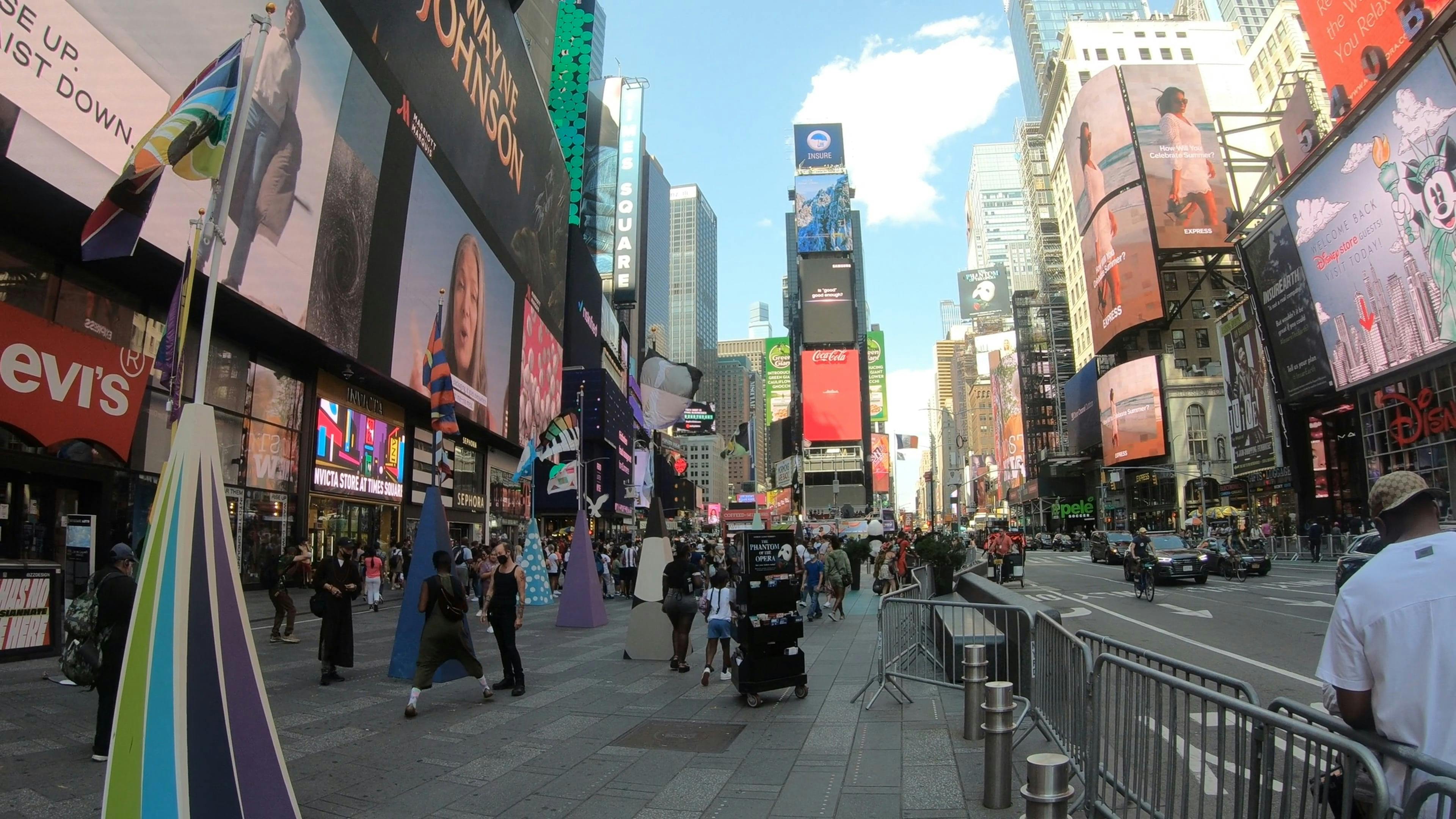 Footage Of People And Surroundings Of The Busy Time Square Street Free ...