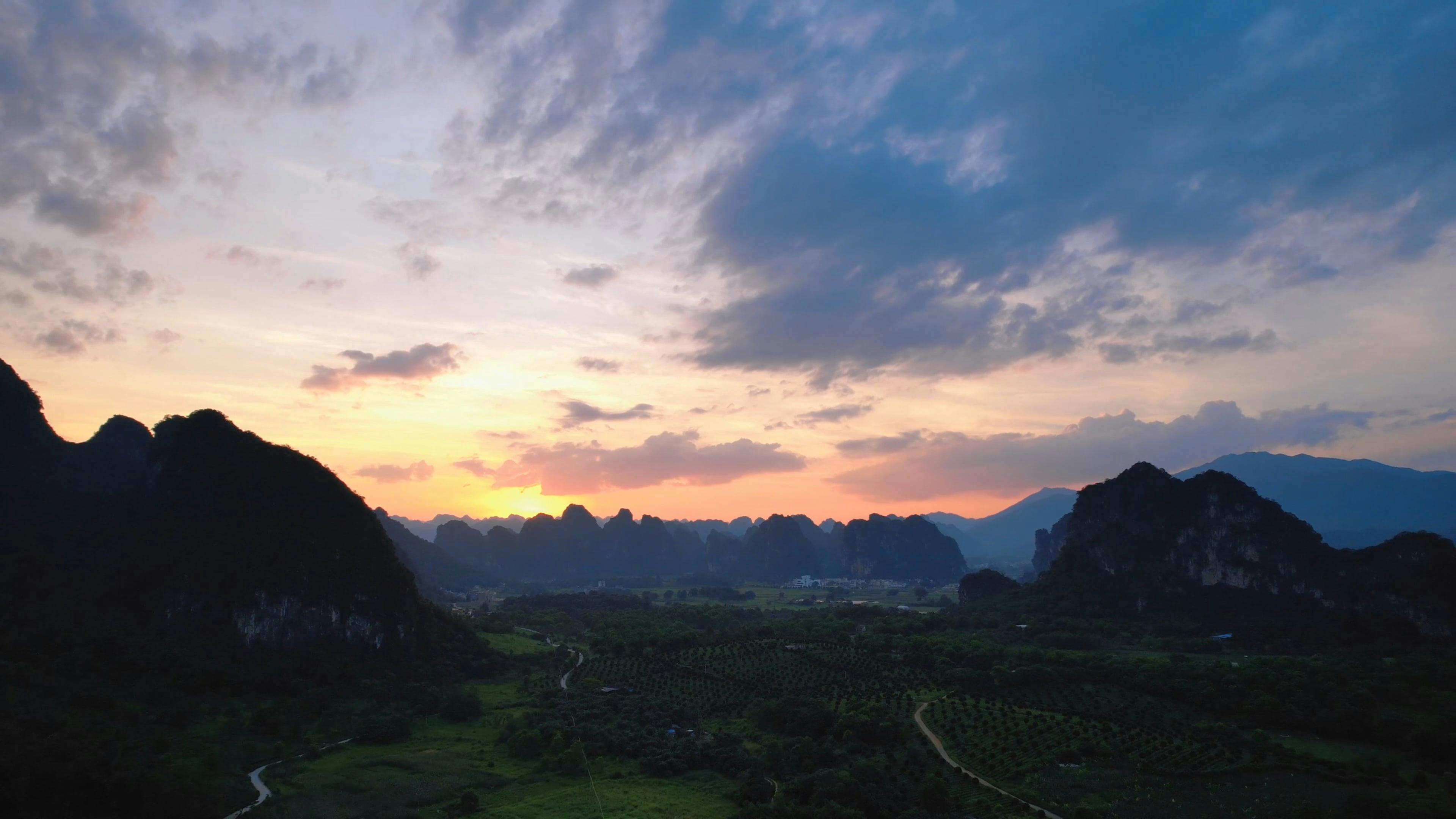 Drone Footage of a Mountain Landscape at Sunset Free Stock Video ...