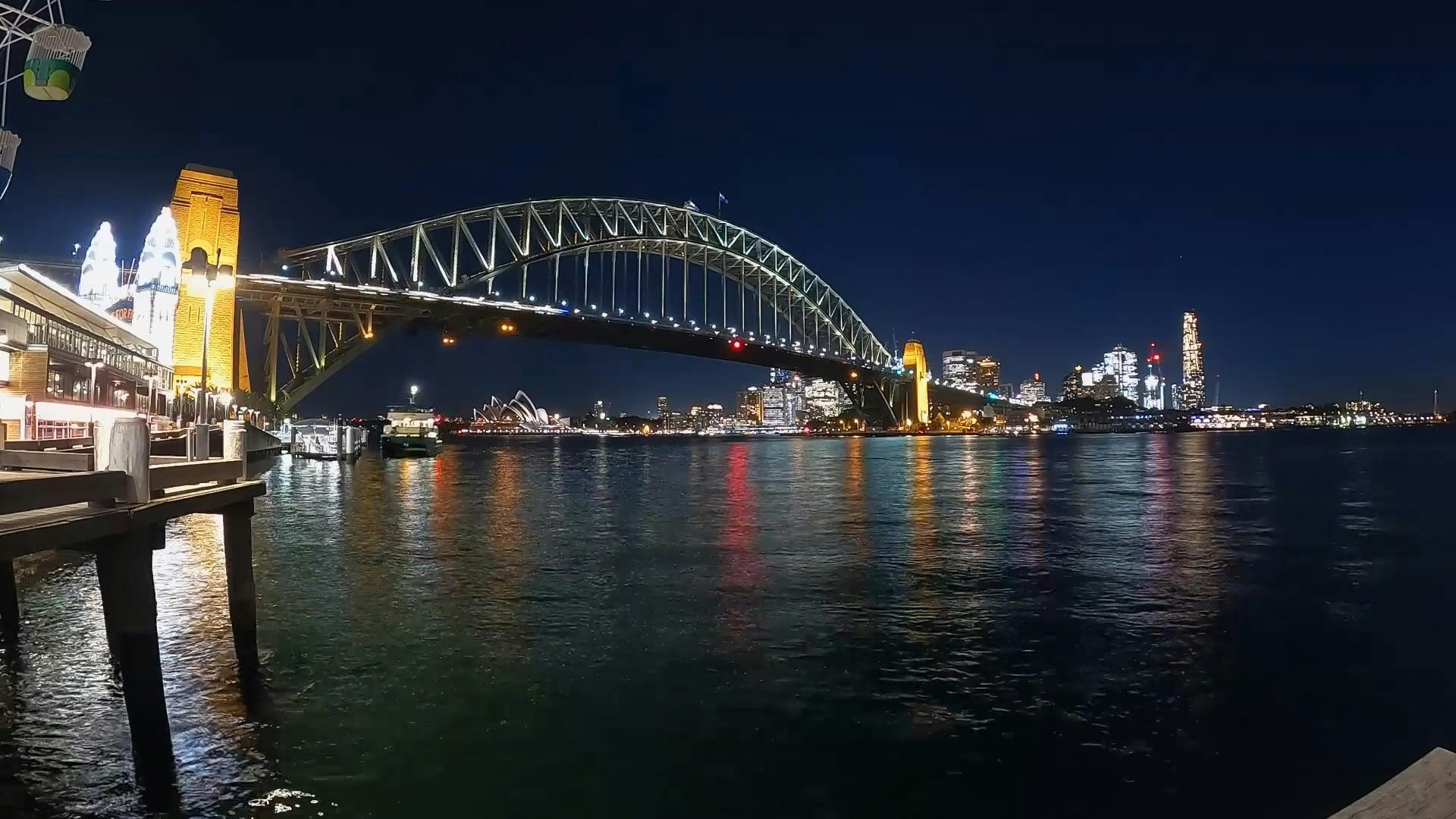 Illuminated Sydney Harbour Bridge at Night Free Stock Video Footage ...