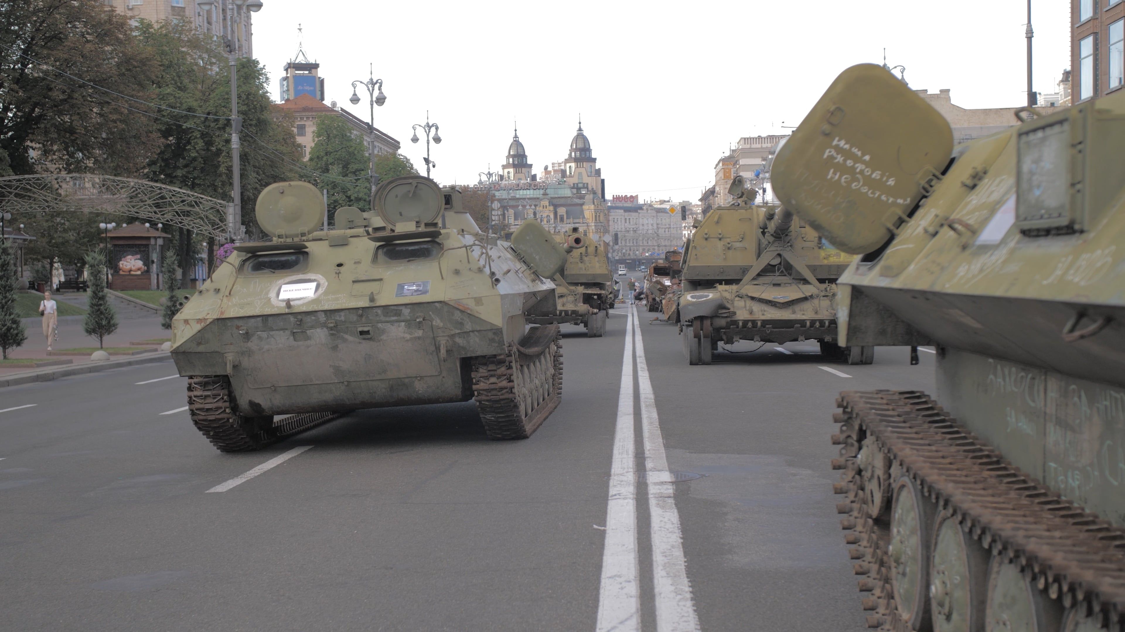 A line of tanks on a city street Free Stock Video Footage, Royalty-Free ...