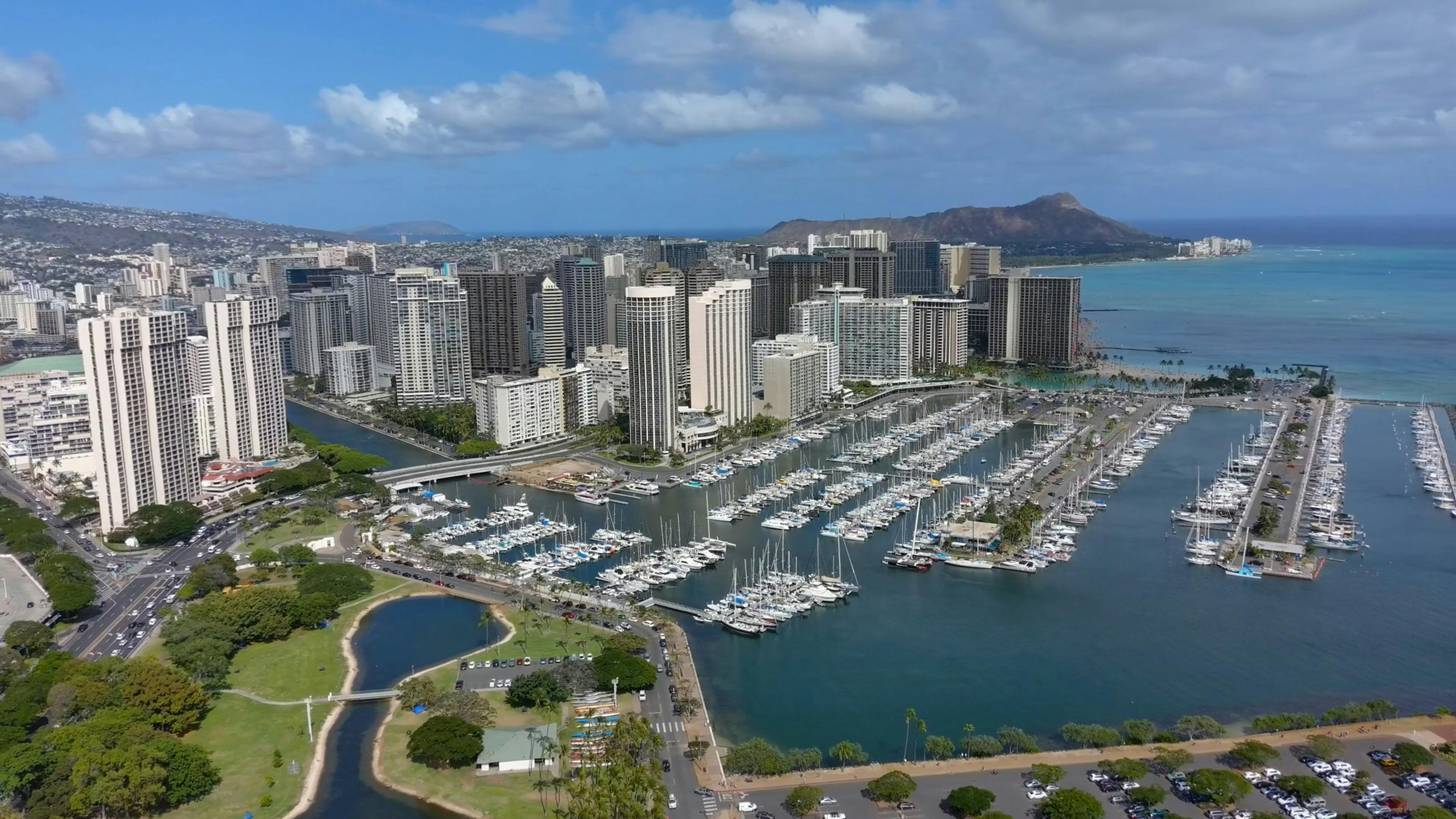 An aerial view of the city of honolulu Free Stock Video Footage ...