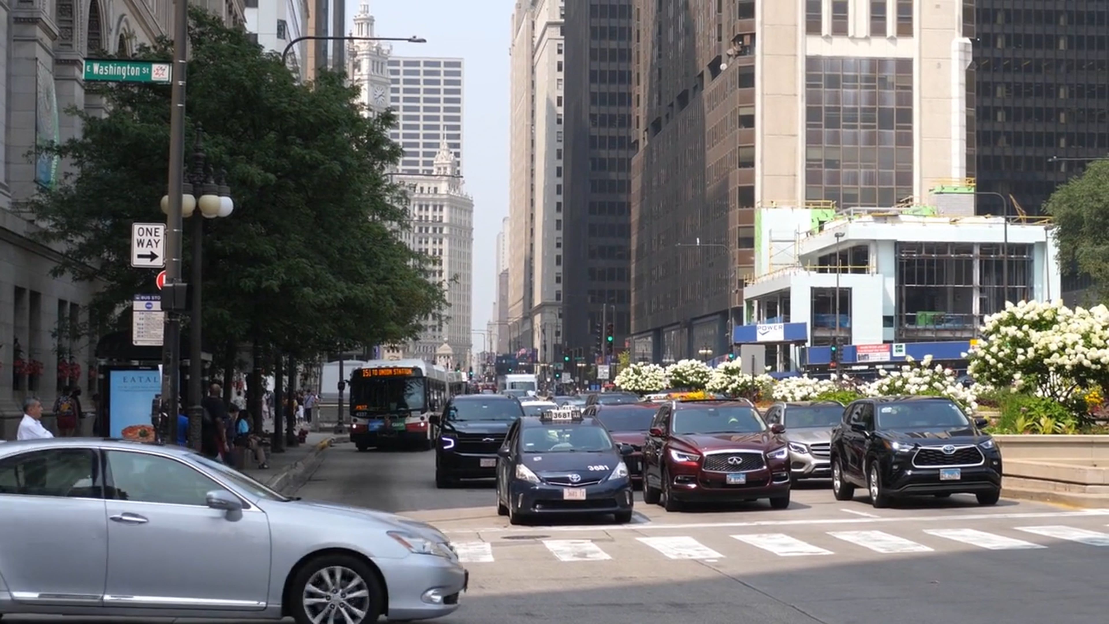 A city street with cars and buses on it Free Stock Video Footage ...