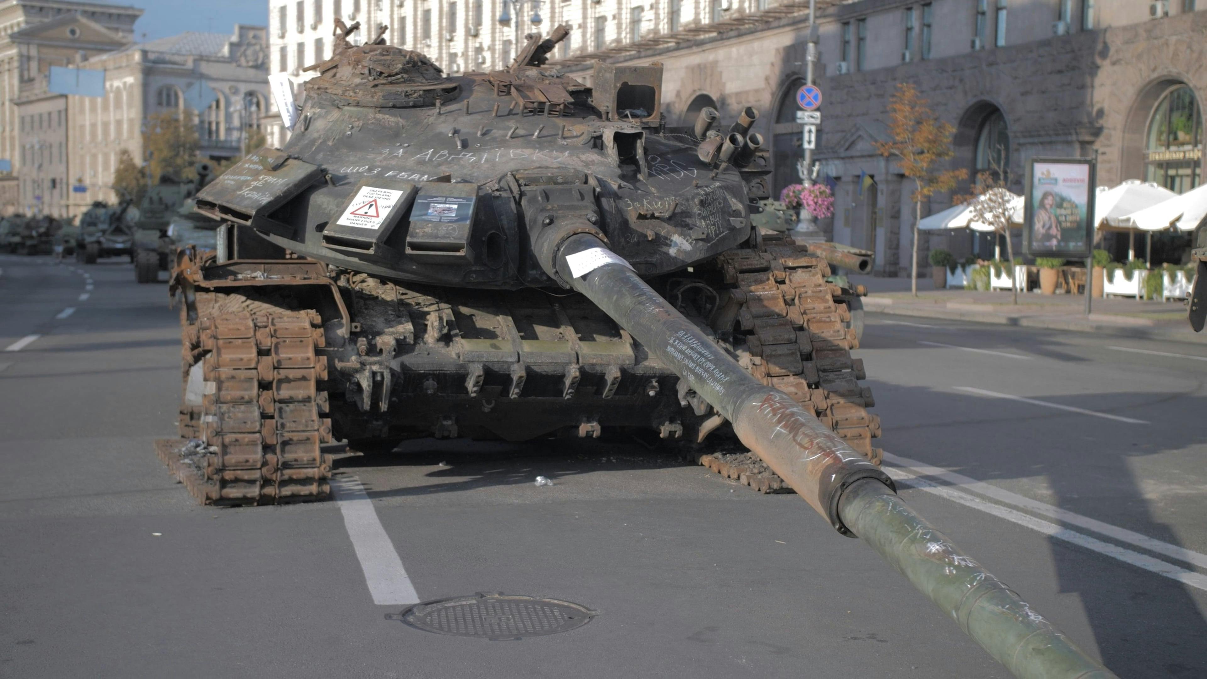 A tank is sitting on the side of the road Free Stock Video Footage ...