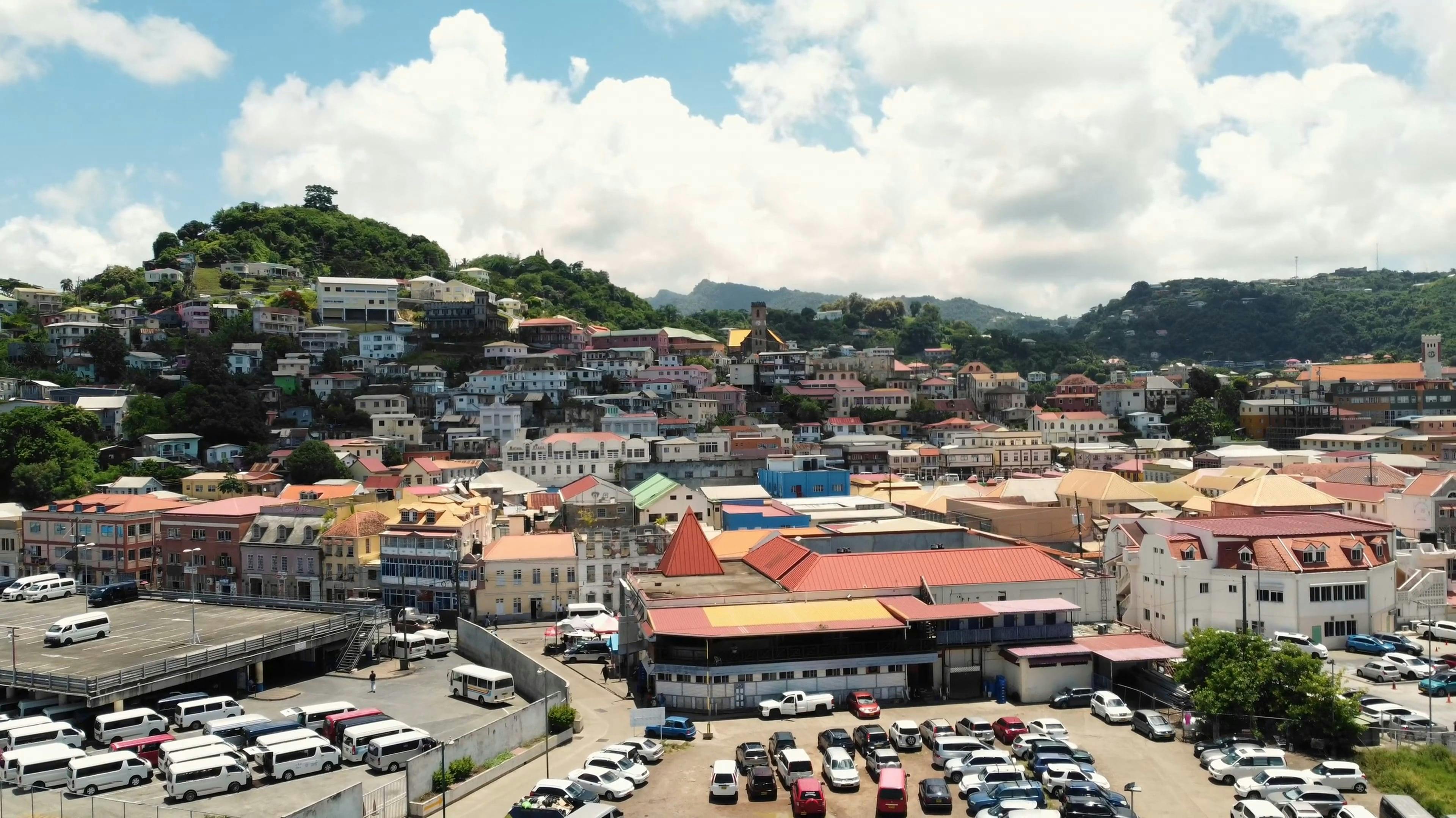 Drone shot of City in Grenada Free Stock Video Footage, Royalty-Free 4K ...