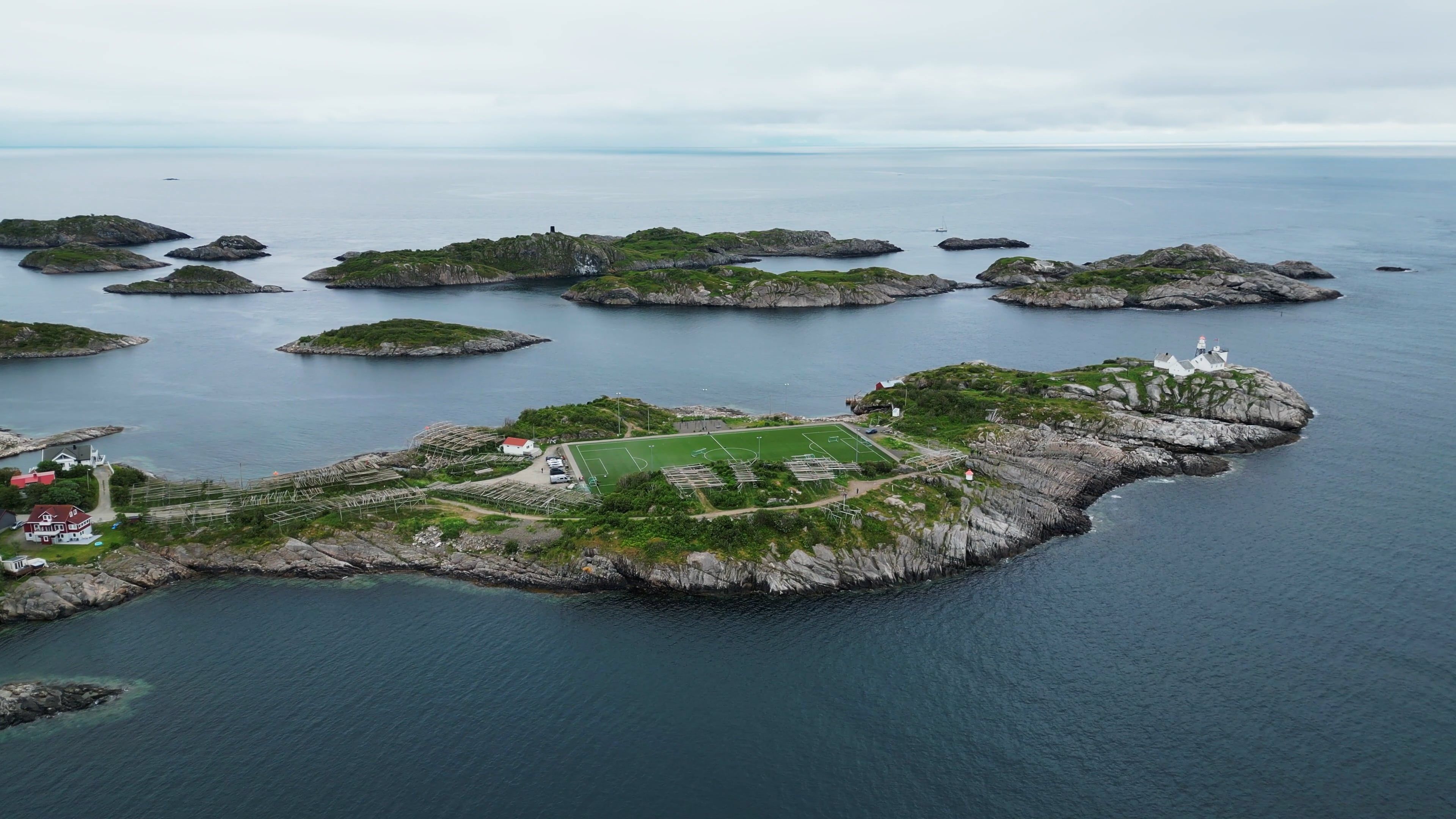 An island with a soccer field and a lighthouse Free Stock Video Footage ...