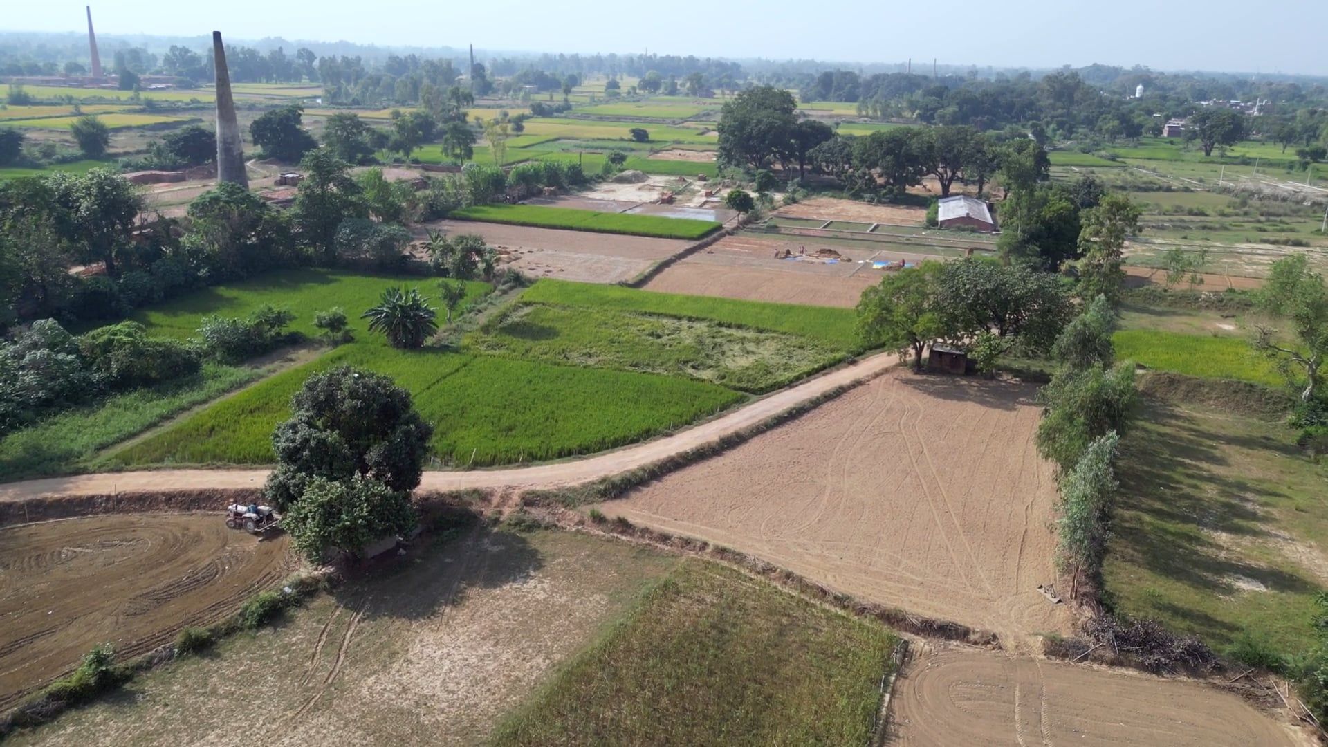 Aerial View of Village and Paddy Field Free Stock Video Footage ...