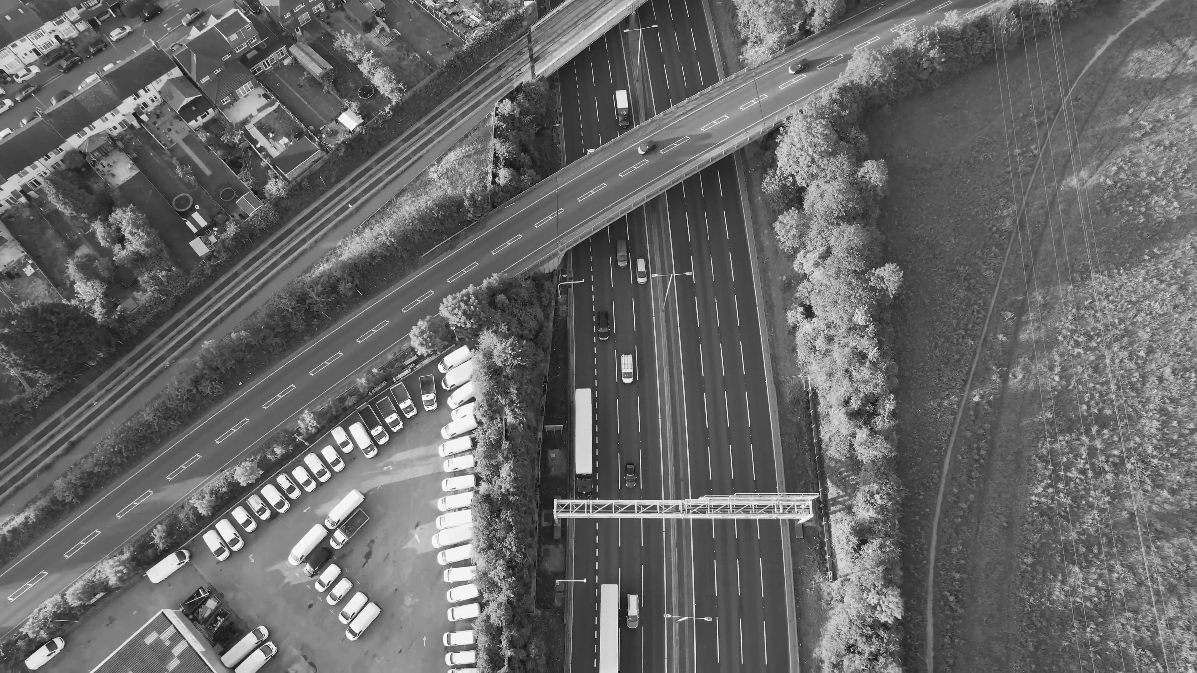 Aerial view of the motorway and the road Free Stock Video Footage ...