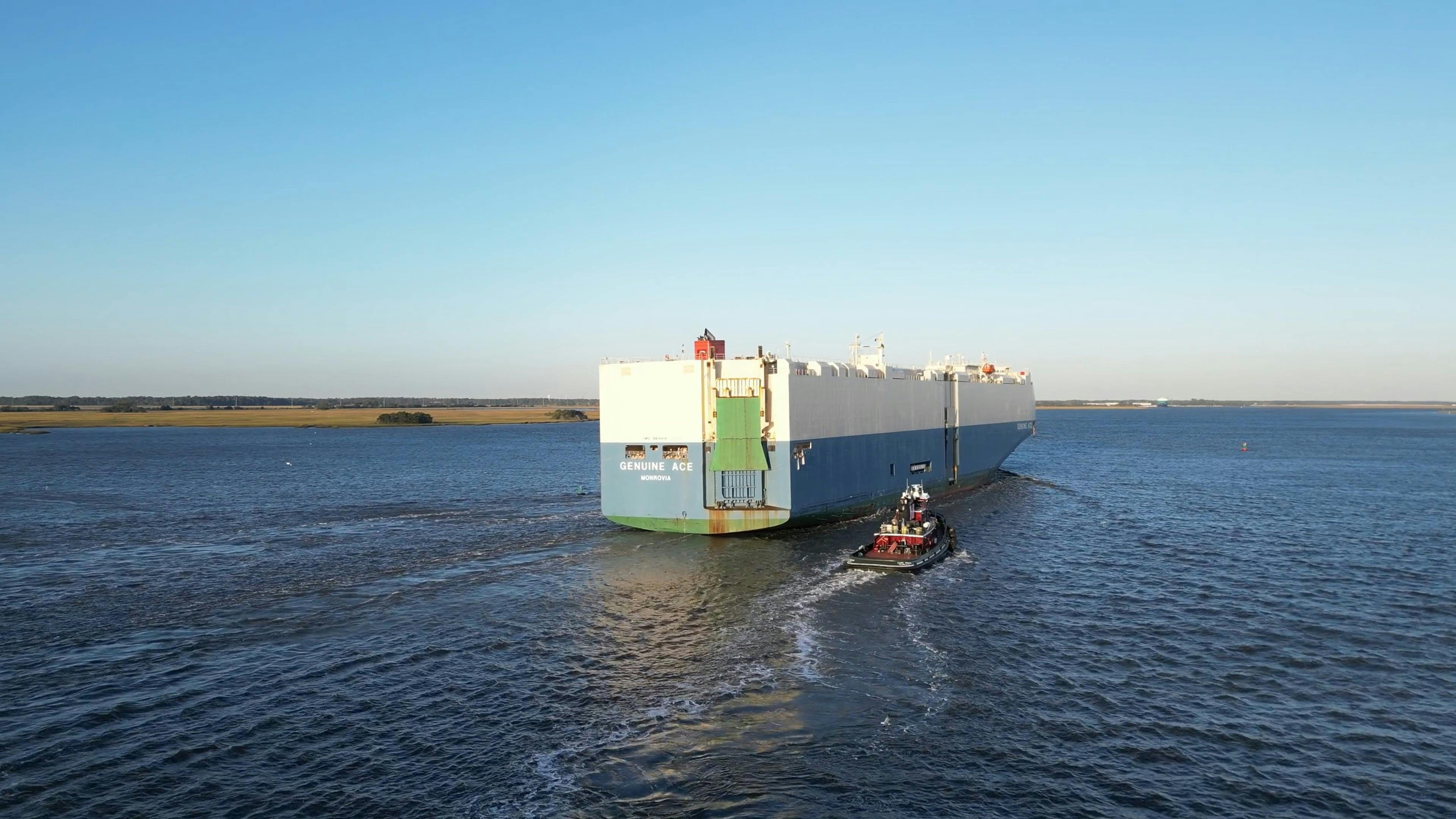 Roll On Roll Off Ship with tug boat Free Stock Video Footage, Royalty ...