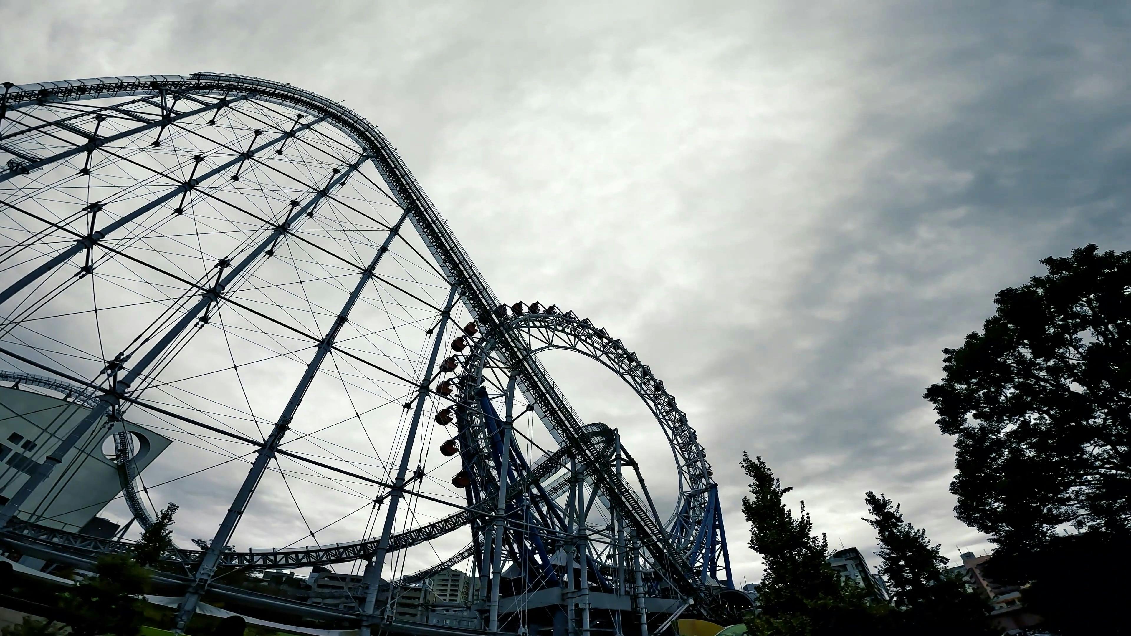 A Free Fall Amusement Ride In An Amusement Park Free Stock Video ...