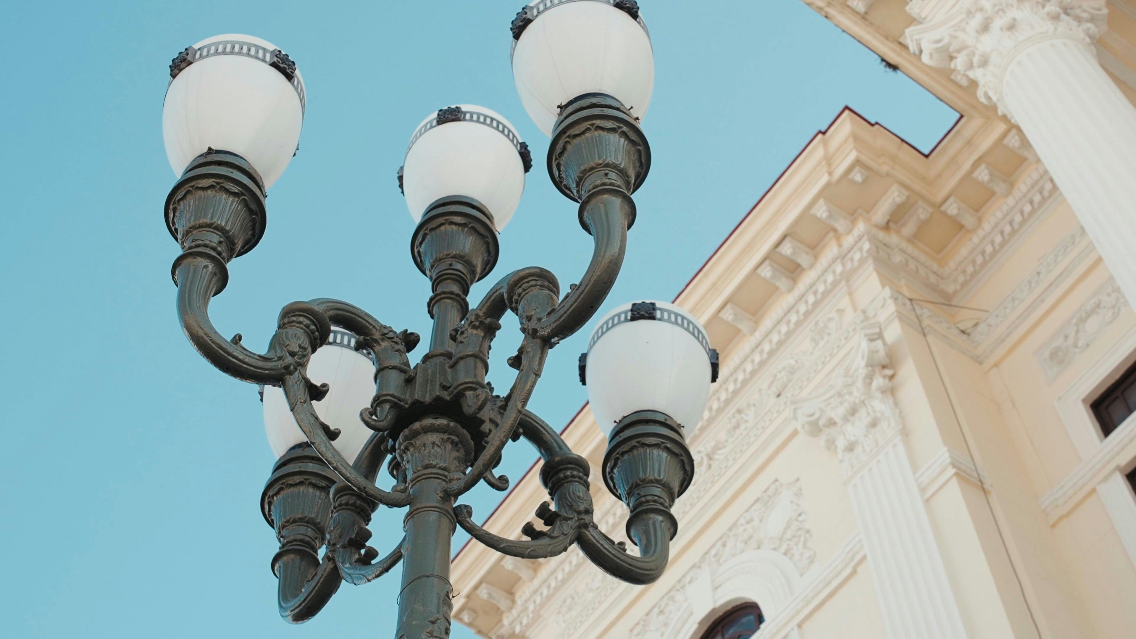 A street light with three lamps on it Free Stock Video Footage, Royalty ...