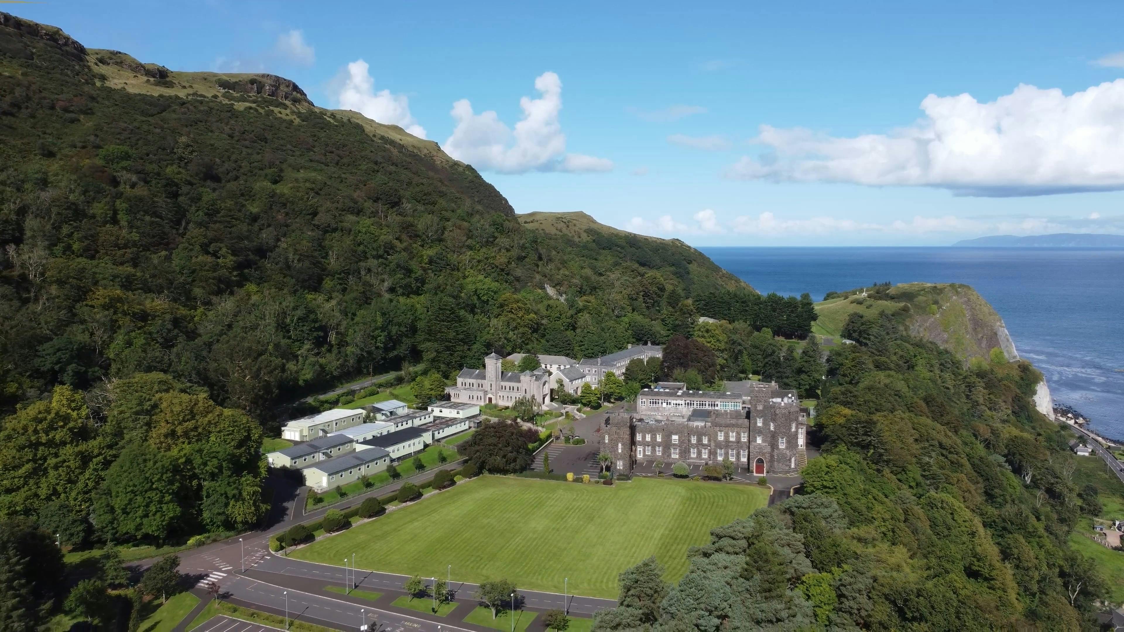 Aerial Drone footage of Garron Tower St Killians Collage School in ...