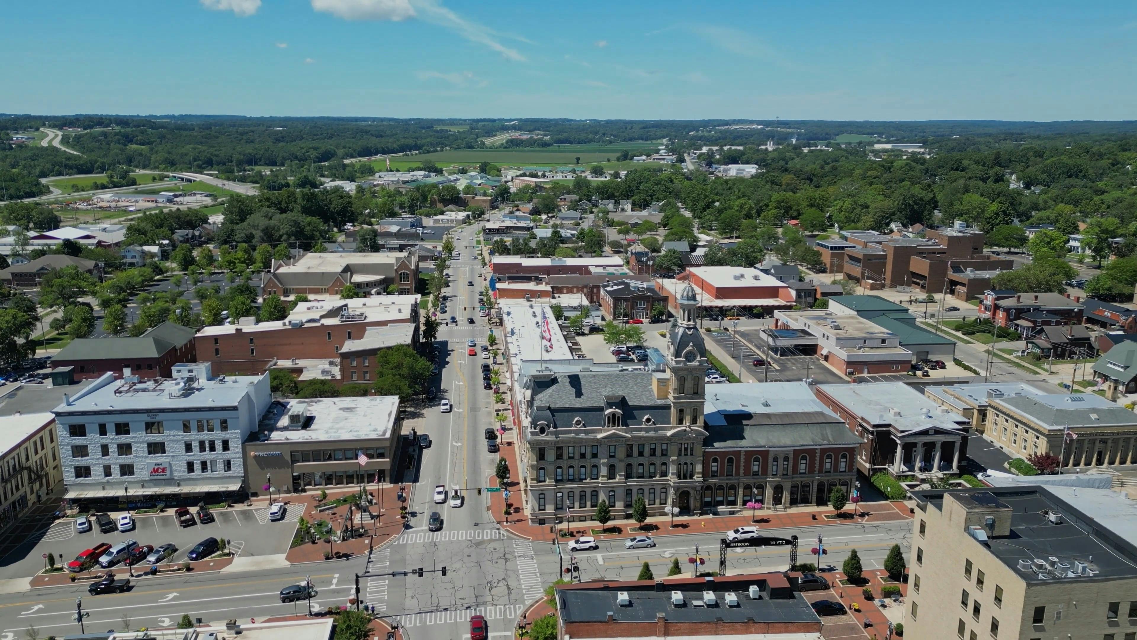 Shot of Town Square and Down Main Street in Small Town America Free Stock Video Footage, Royalty ...