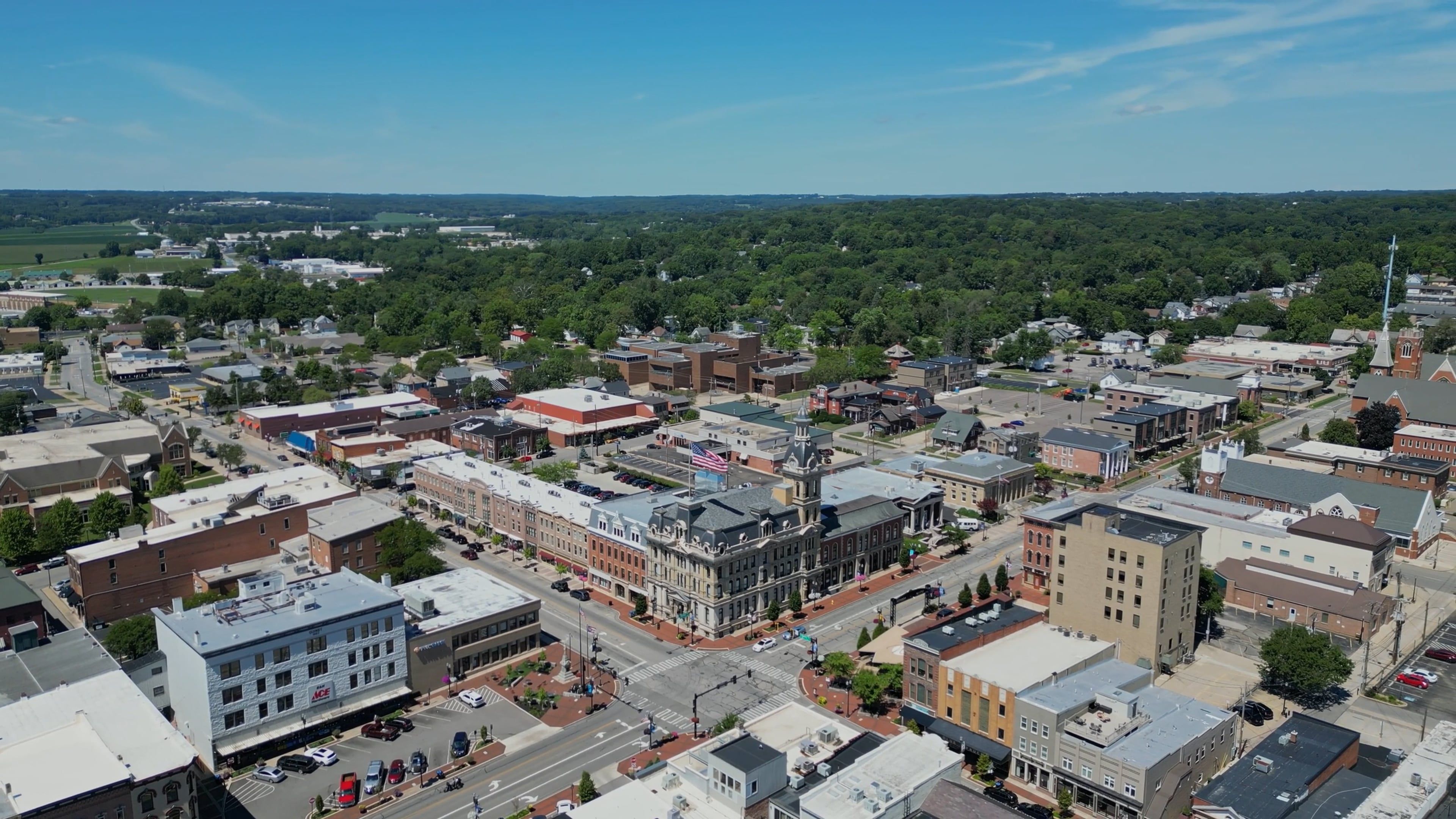 Wide Shot of Town Square in Small Town America Free Stock Video Footage ...