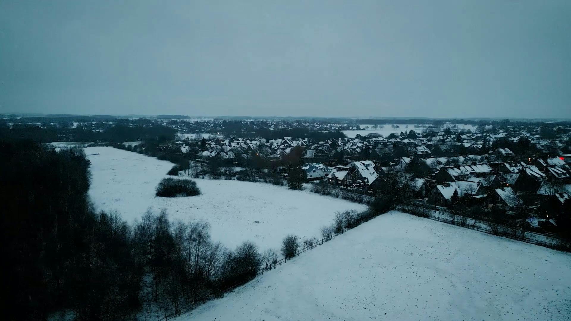 Aerial view of a snowy village Free Stock Video Footage, Royalty-Free ...