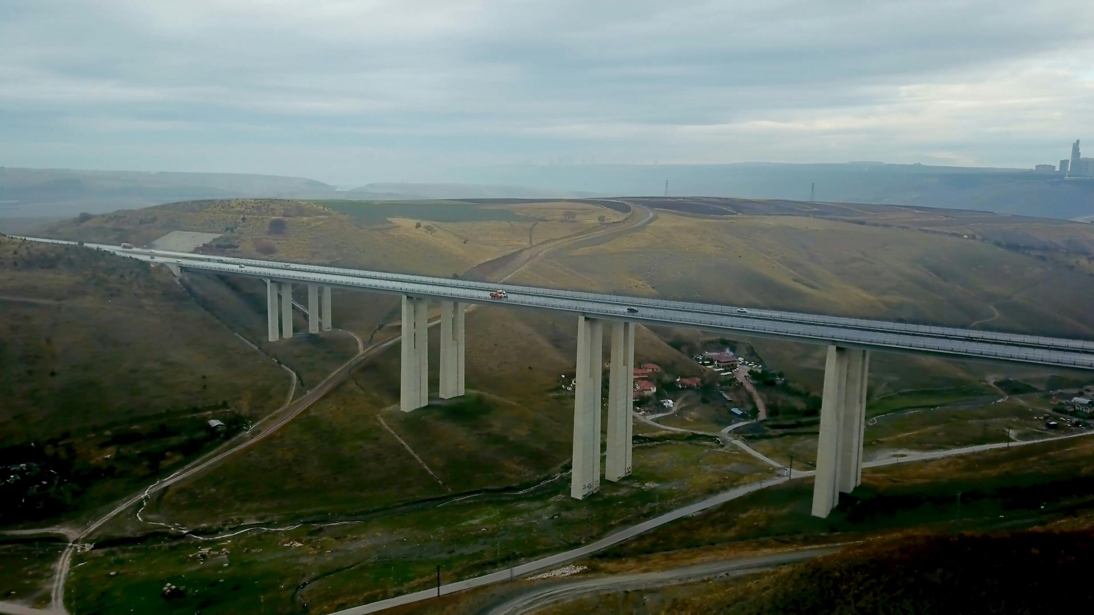 Drone footage of highway bridge outside of city Ankara Free Stock Video ...