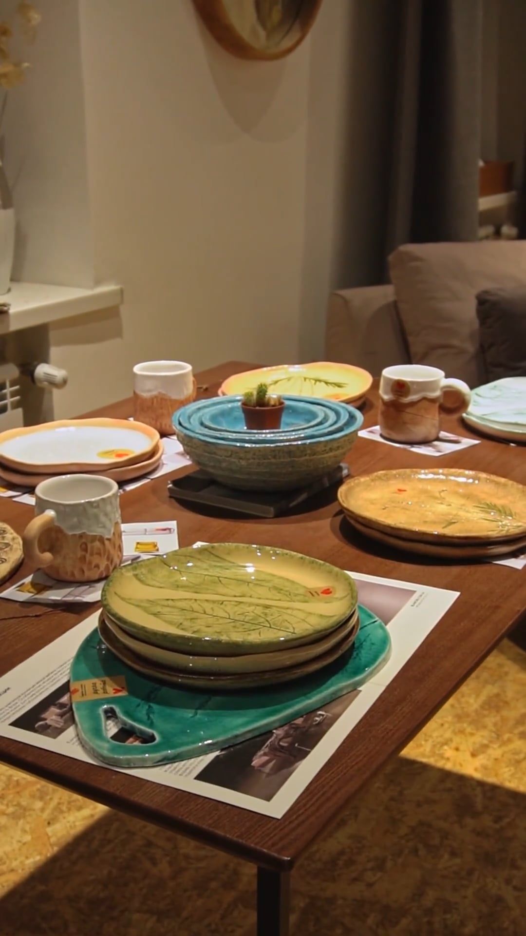 Smooth panning of handmade plates on the table Free Stock Video Footage ...