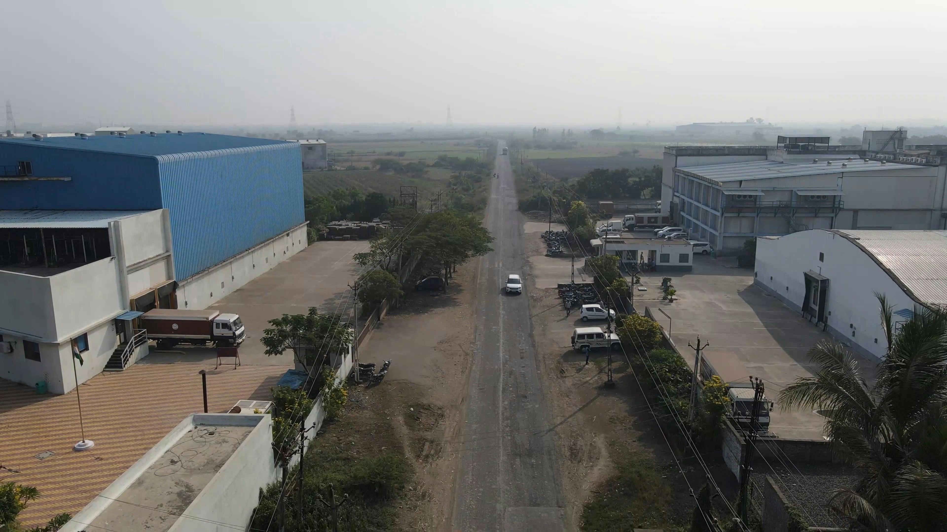 White Car Top shot, Top view, Surat drone shot, aerial view, road shot ...