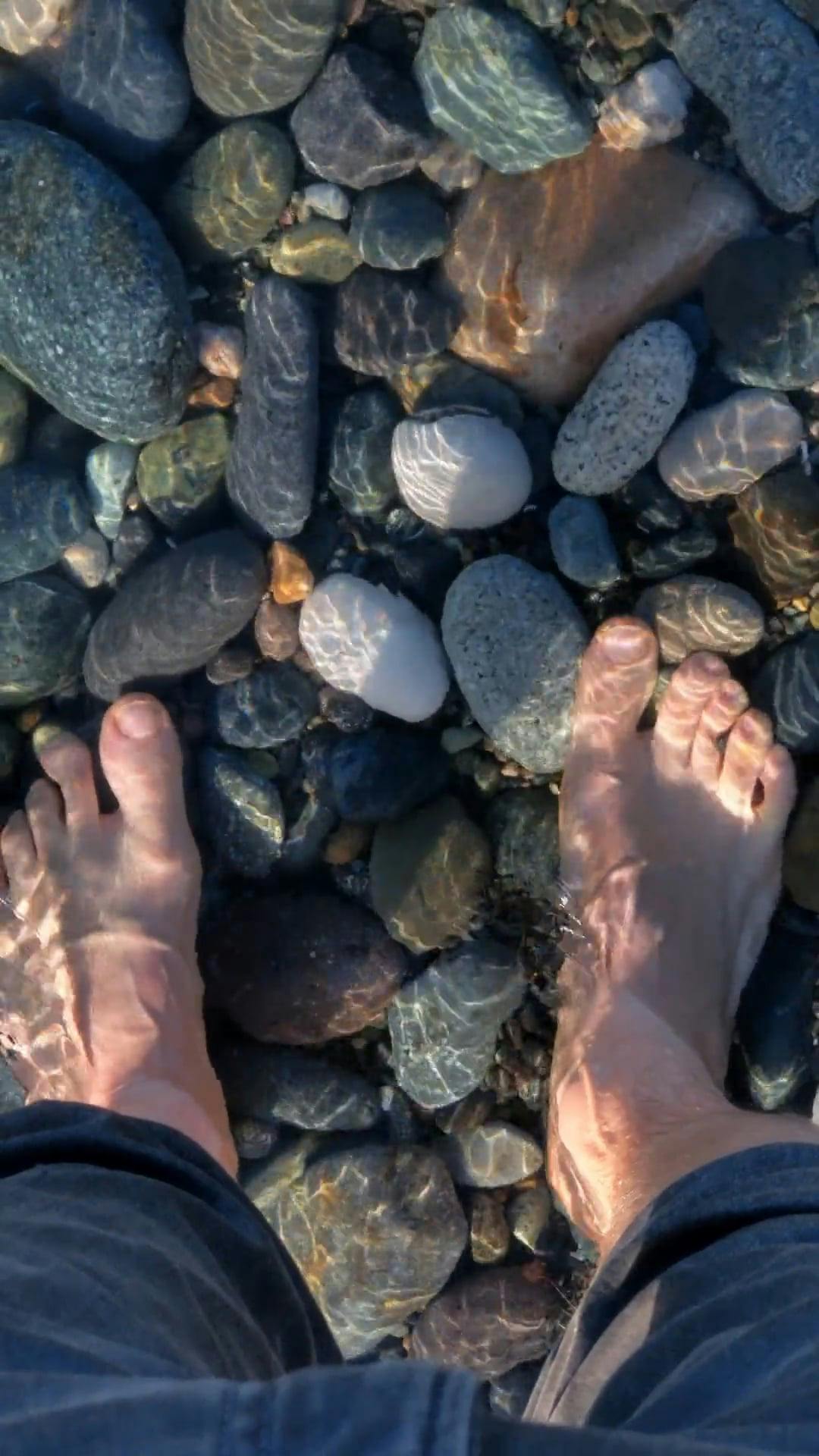 Refreshing Barefoot Walk in Clear Mountain Stream Free Stock Video ...