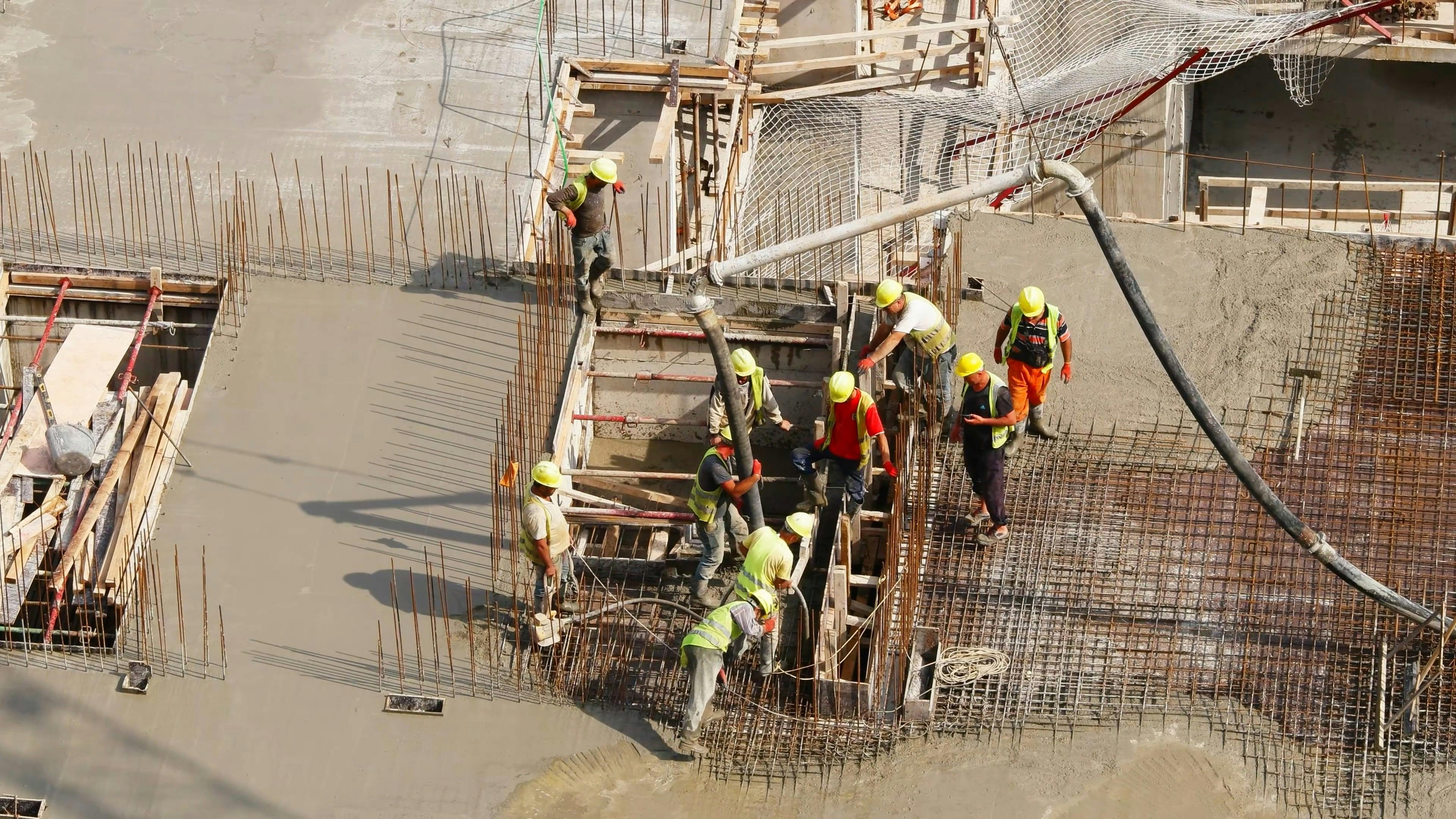 Workers are working on a concrete slab Free Stock Video Footage ...