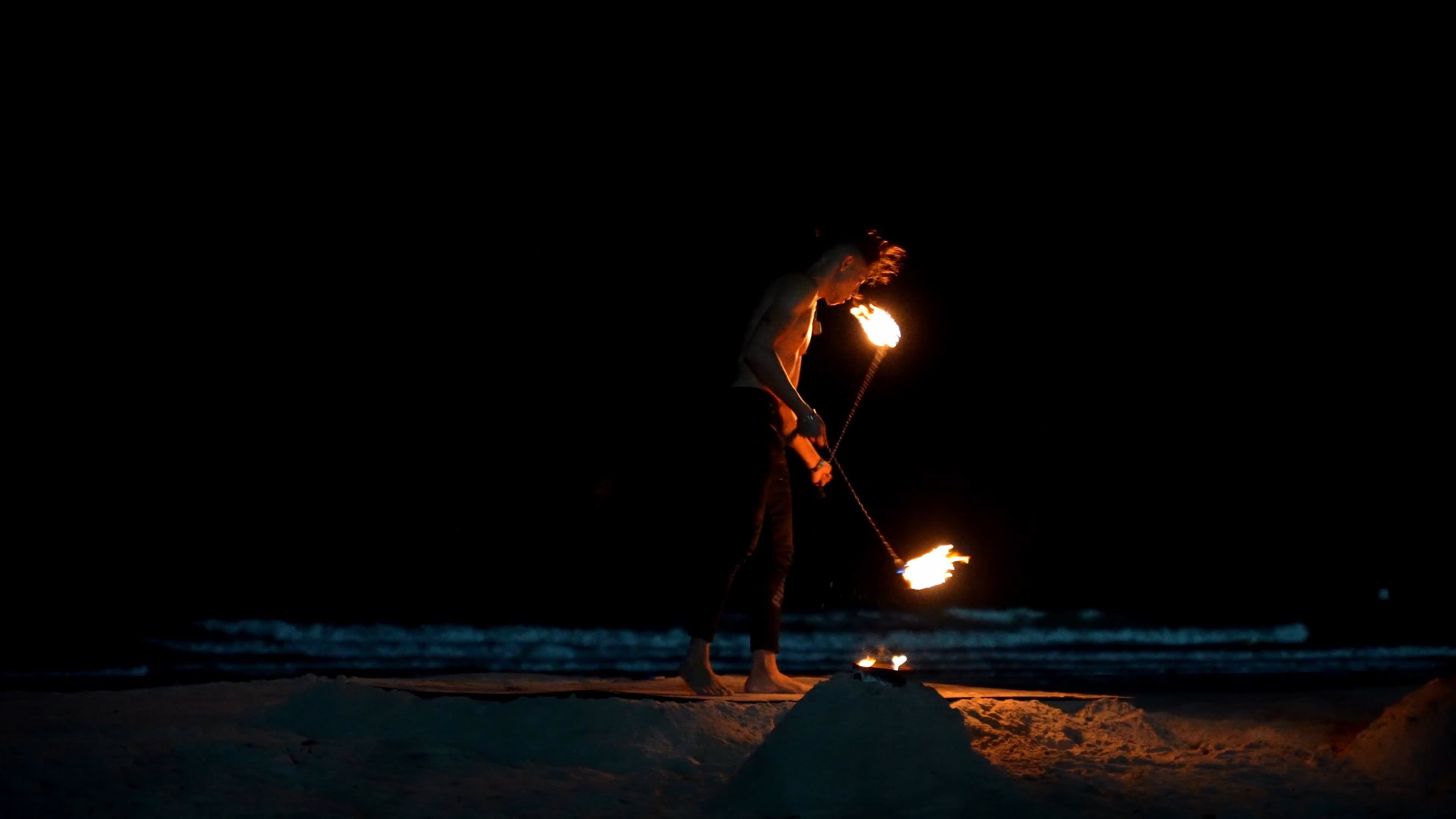 A Man Making A Fire In The Camp Free Stock Video Footage, Royalty-Free ...