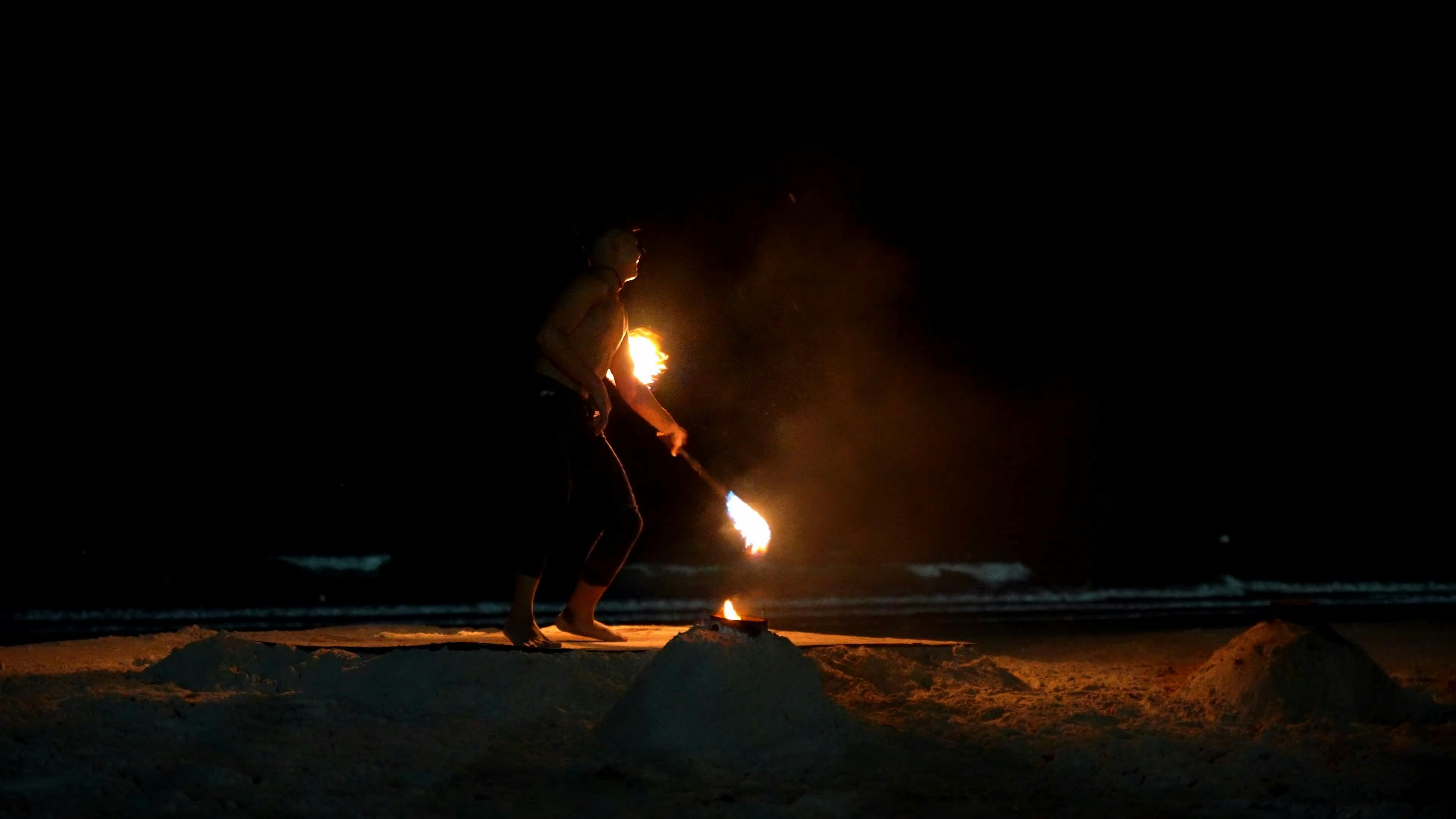 Hawaiian Fire Dancer on a Beach Free Stock Video Footage, Royalty-Free ...