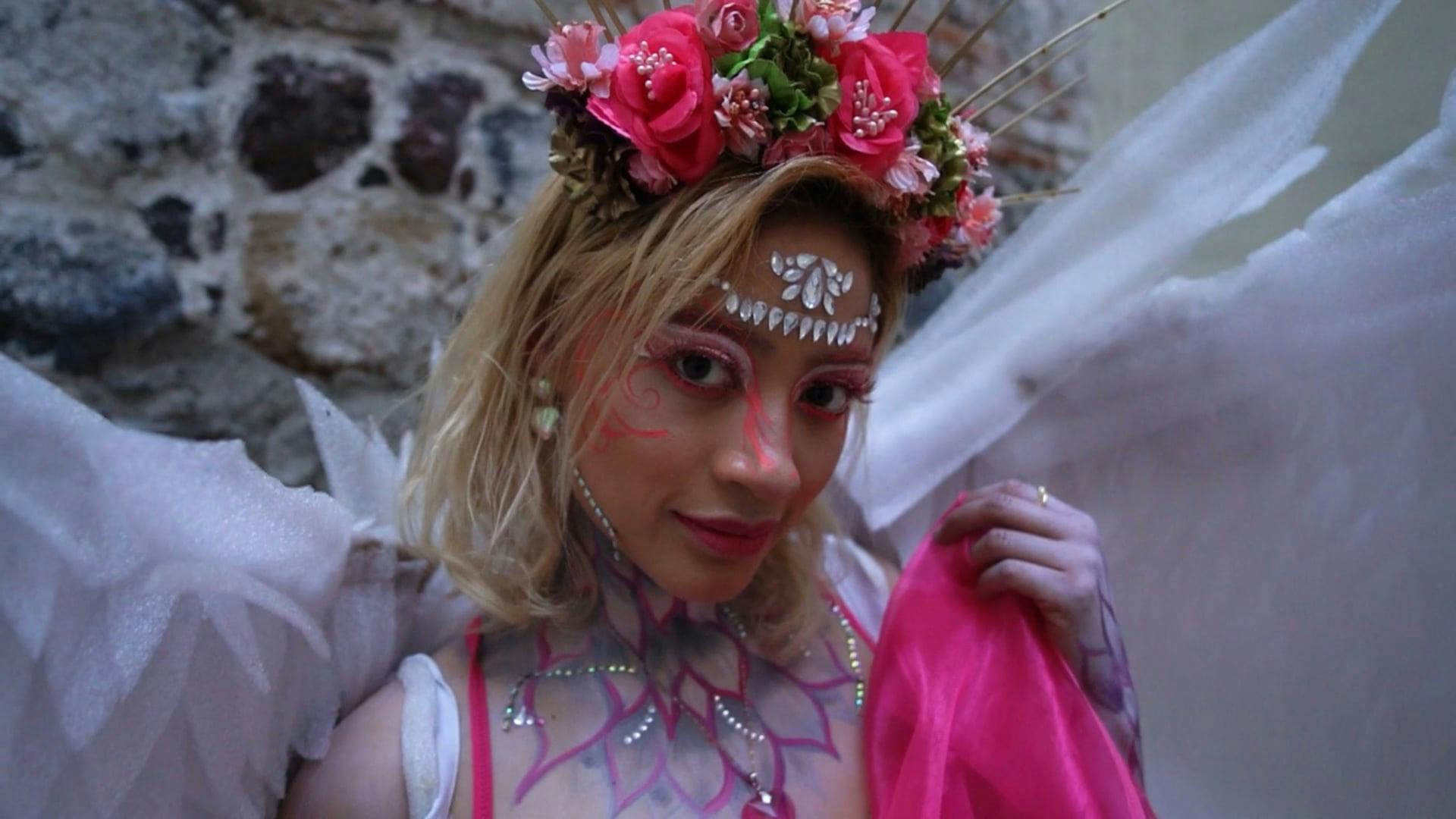 A woman in a pink dress with angel wings Free Stock Video Footage ...