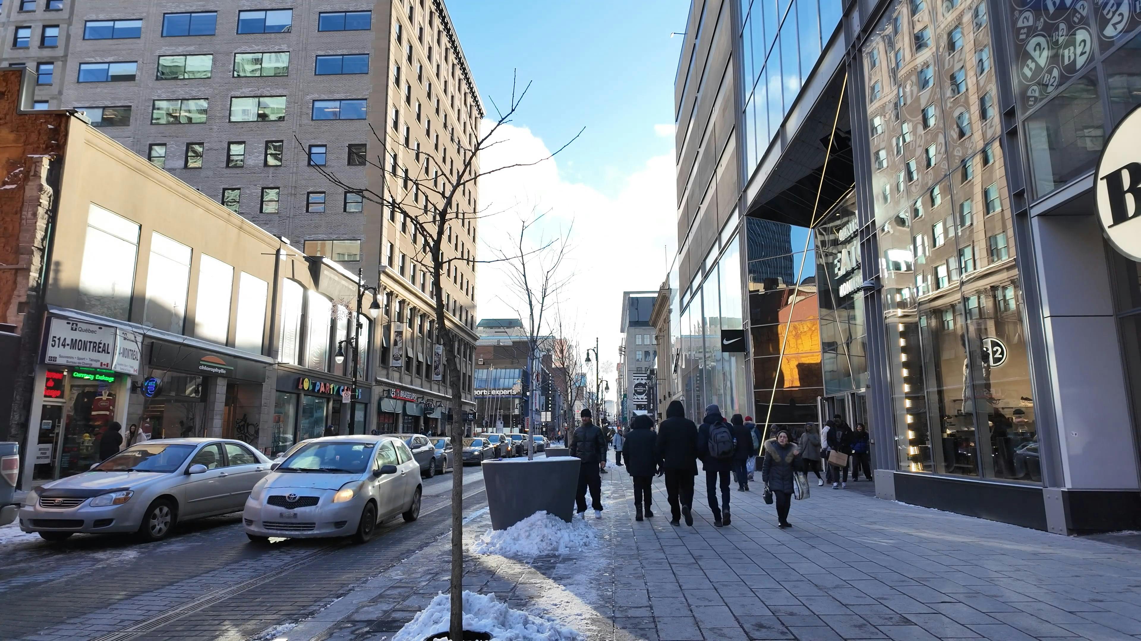 Aerial Footage Of A City Street In A Business District Free Stock Video ...