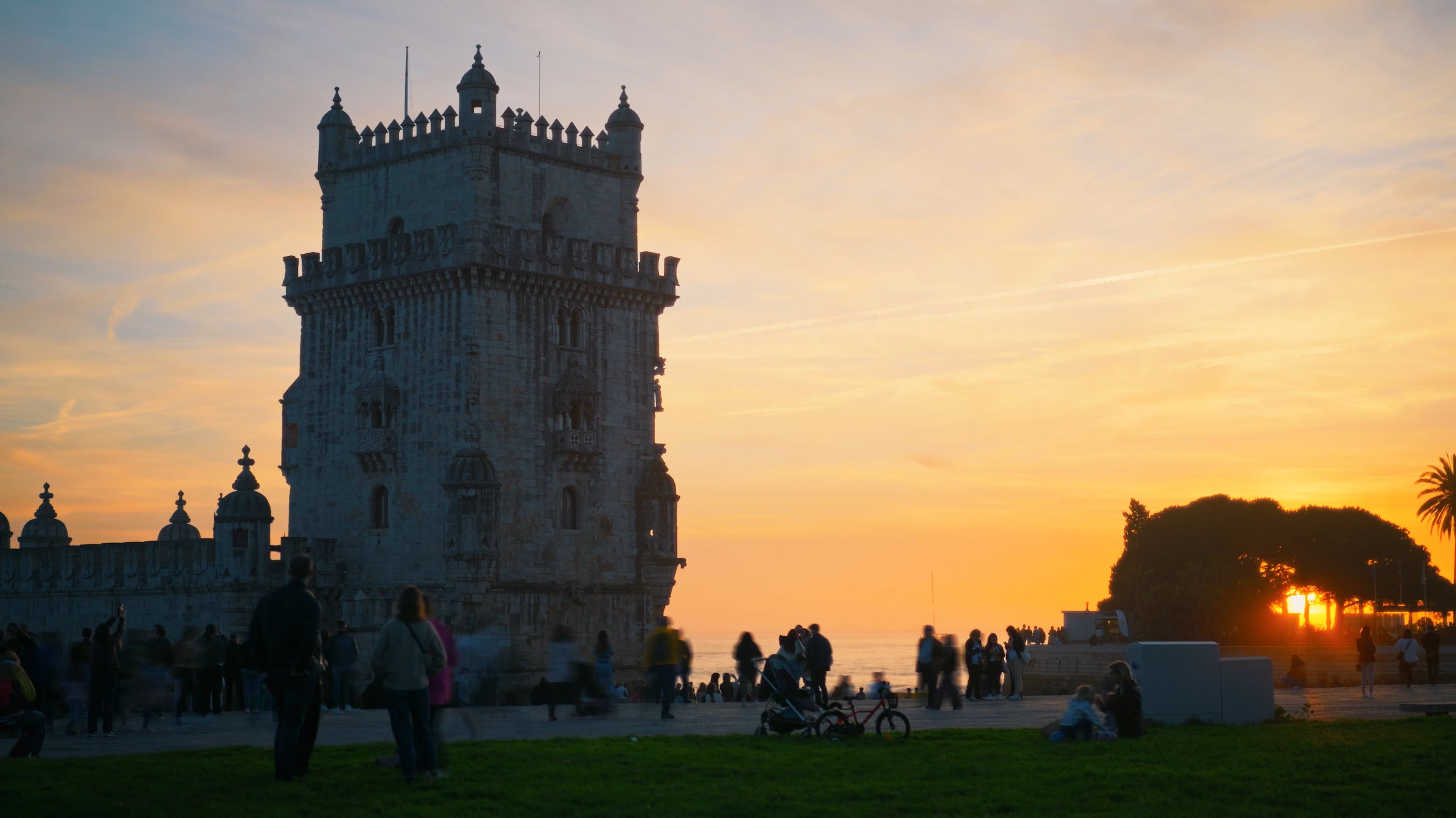 Timelapse of Sunset Belém Tower in Lisbon, Portugal Free Stock Video ...