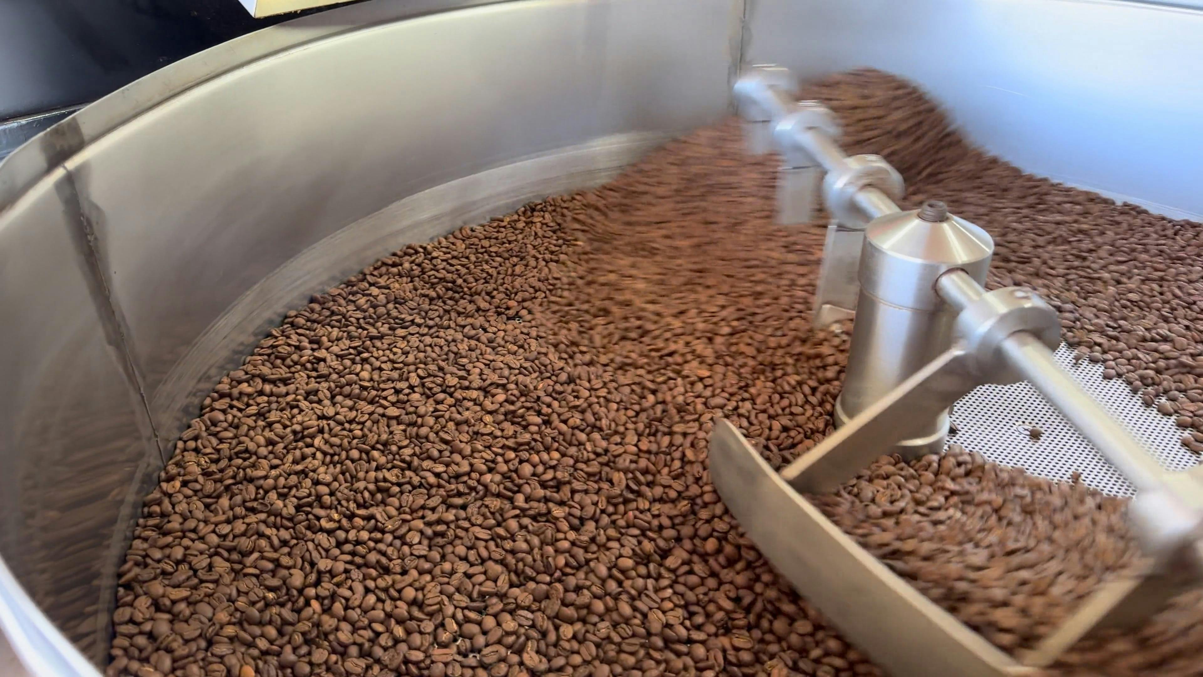 Roasting Coffee Beans In A Roaster machine Free Stock Video Footage ...