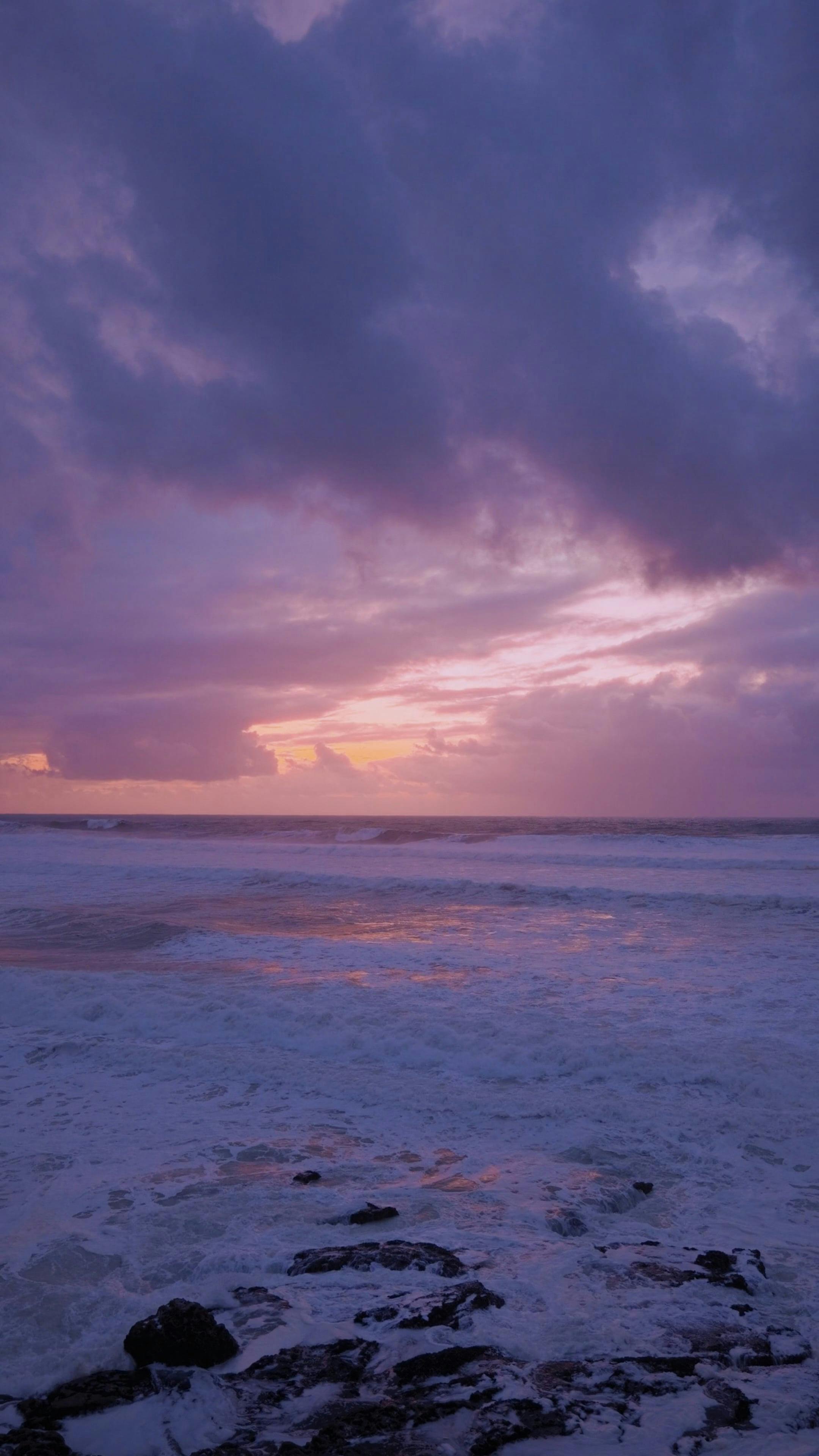 A Pink Sunset Over the Atlantic Ocean in Sintra, Portugal Free Stock ...