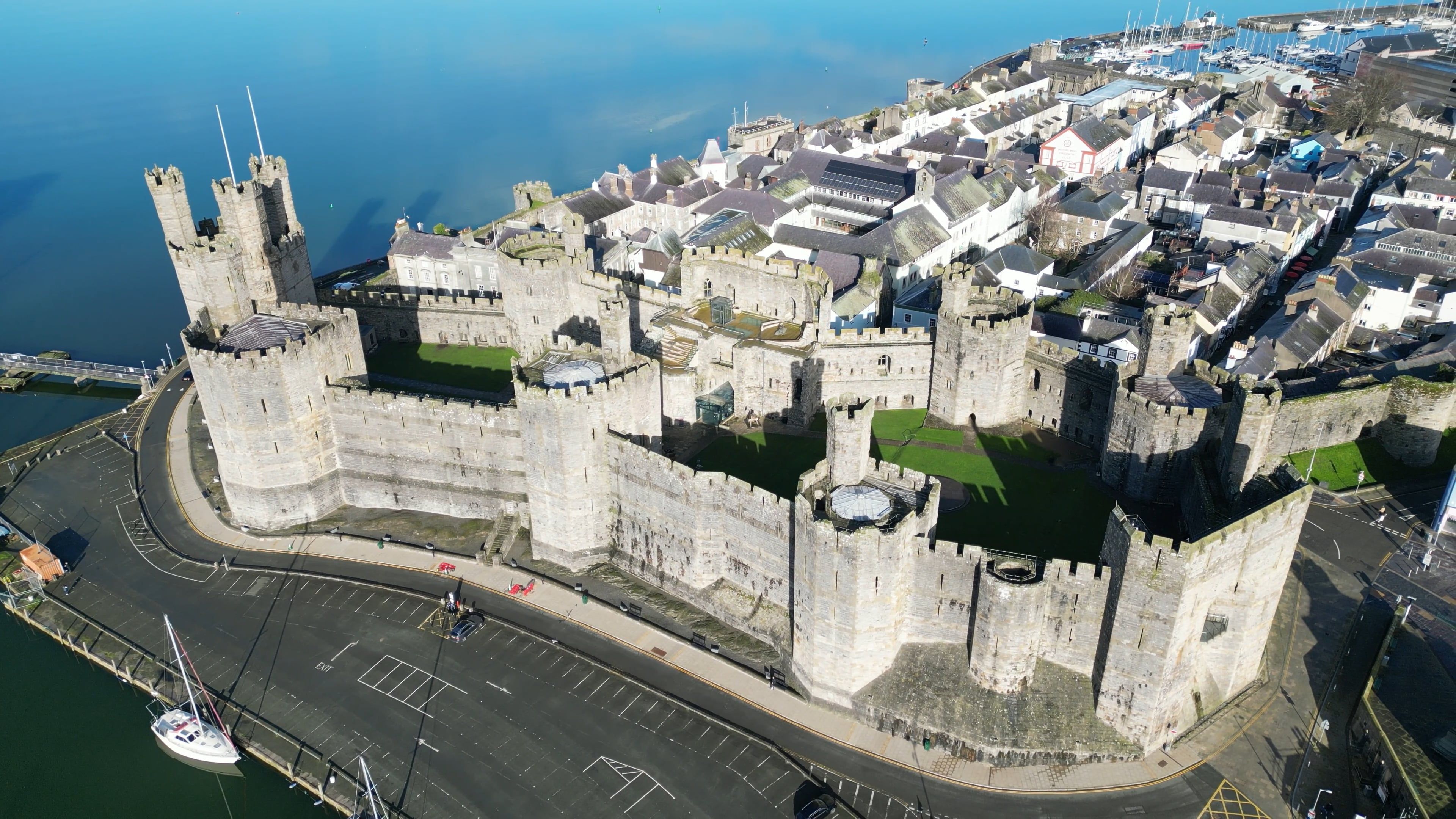 Aerial view of the castle and town Free Stock Video Footage, Royalty ...